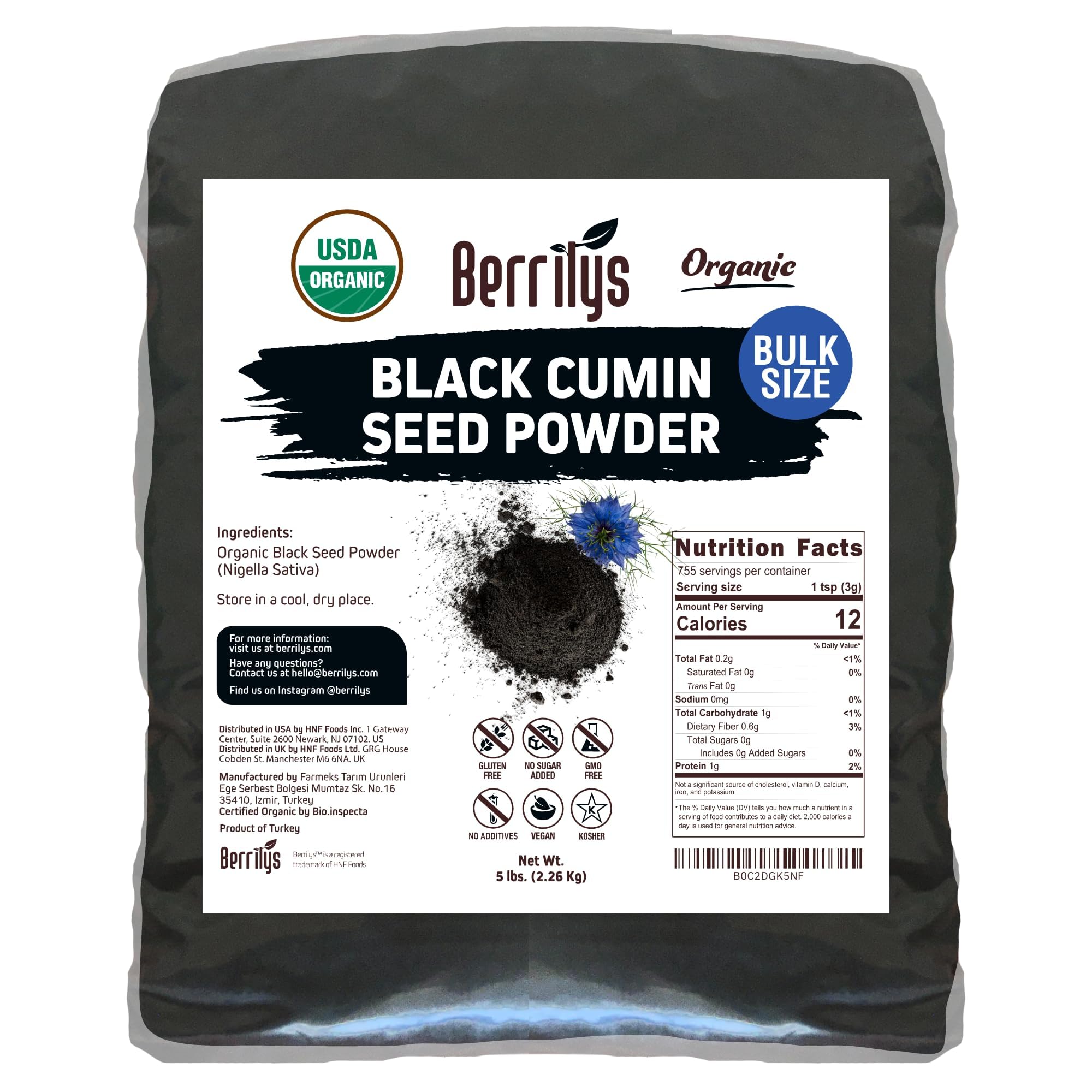 Amazon.com : Black Cumin Seeds Powder, Organic, Berrilys, Ground, Also ...