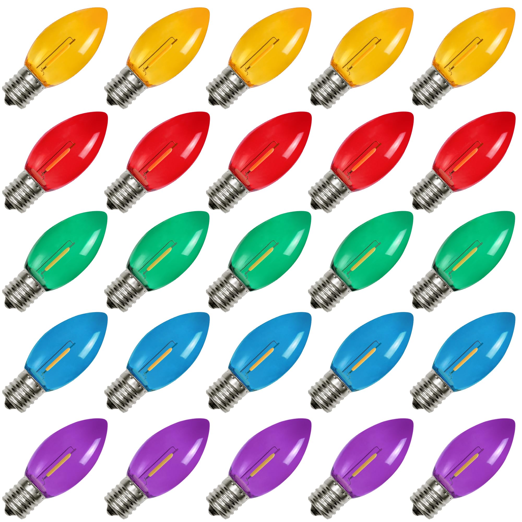 Snapklik.com : BORT 25 Pack C9 LED Replacement Christmas Light Bulb ...