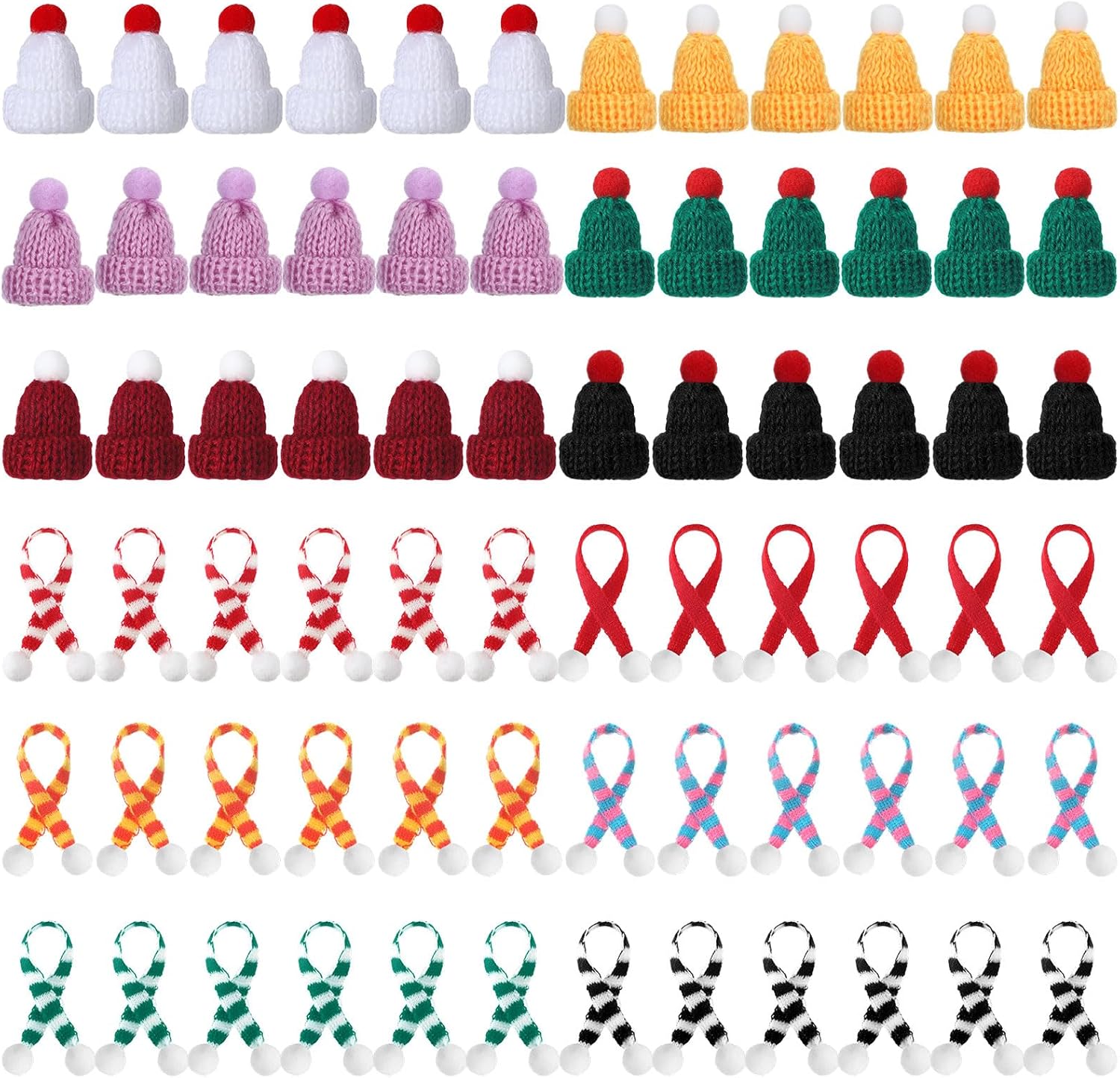 Amazon.com: Bencailor 72 Pcs Mini Christmas Hats and Tiny Scarf Set ...