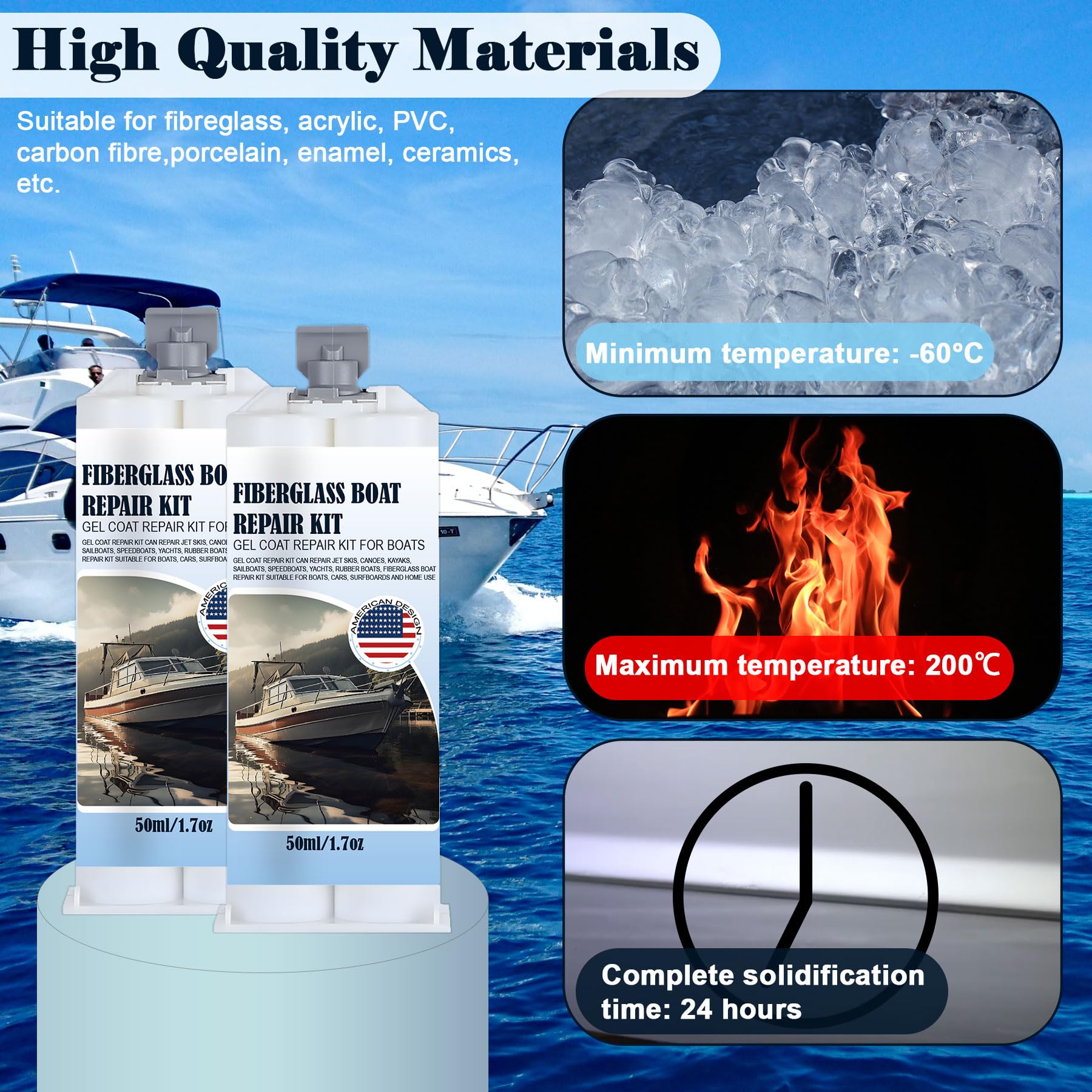 Snapklik.com : EIGTWEN 13PCS Fiberglass Repair Kit100ml Gelcoat Repair ...