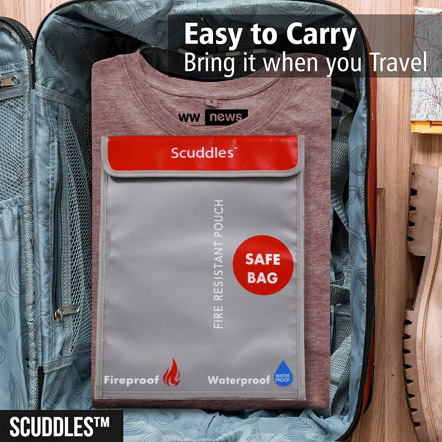 Snapklik.com : Fireproof Document Bag - 15"X11" Fireproof Safe Bag, 7 ...