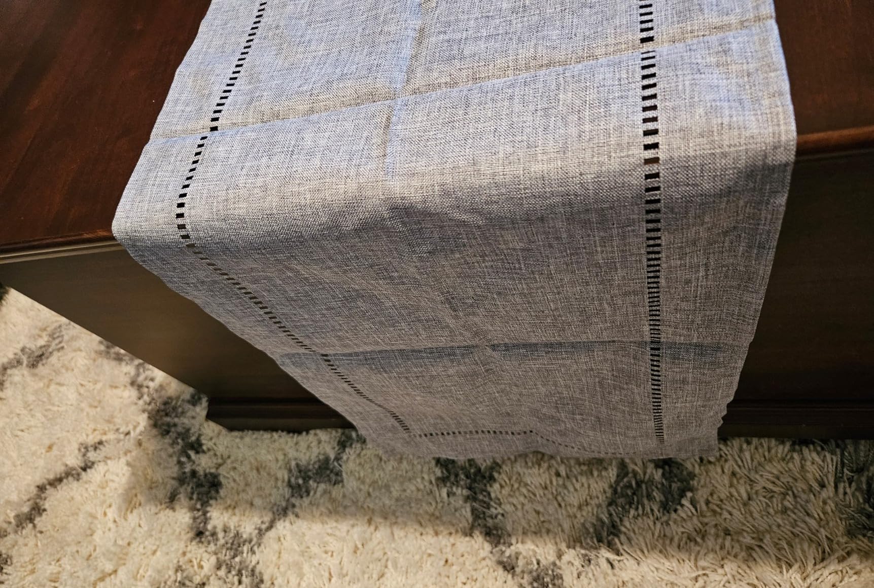 ASTNIC Grey Table Runner 72 Inches Long, Rustic Linen Hemstitch Table ...