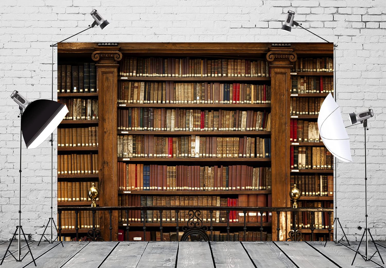 Vintage Bookshelf 8x6ft Photography Backdrop - Antique Library ...