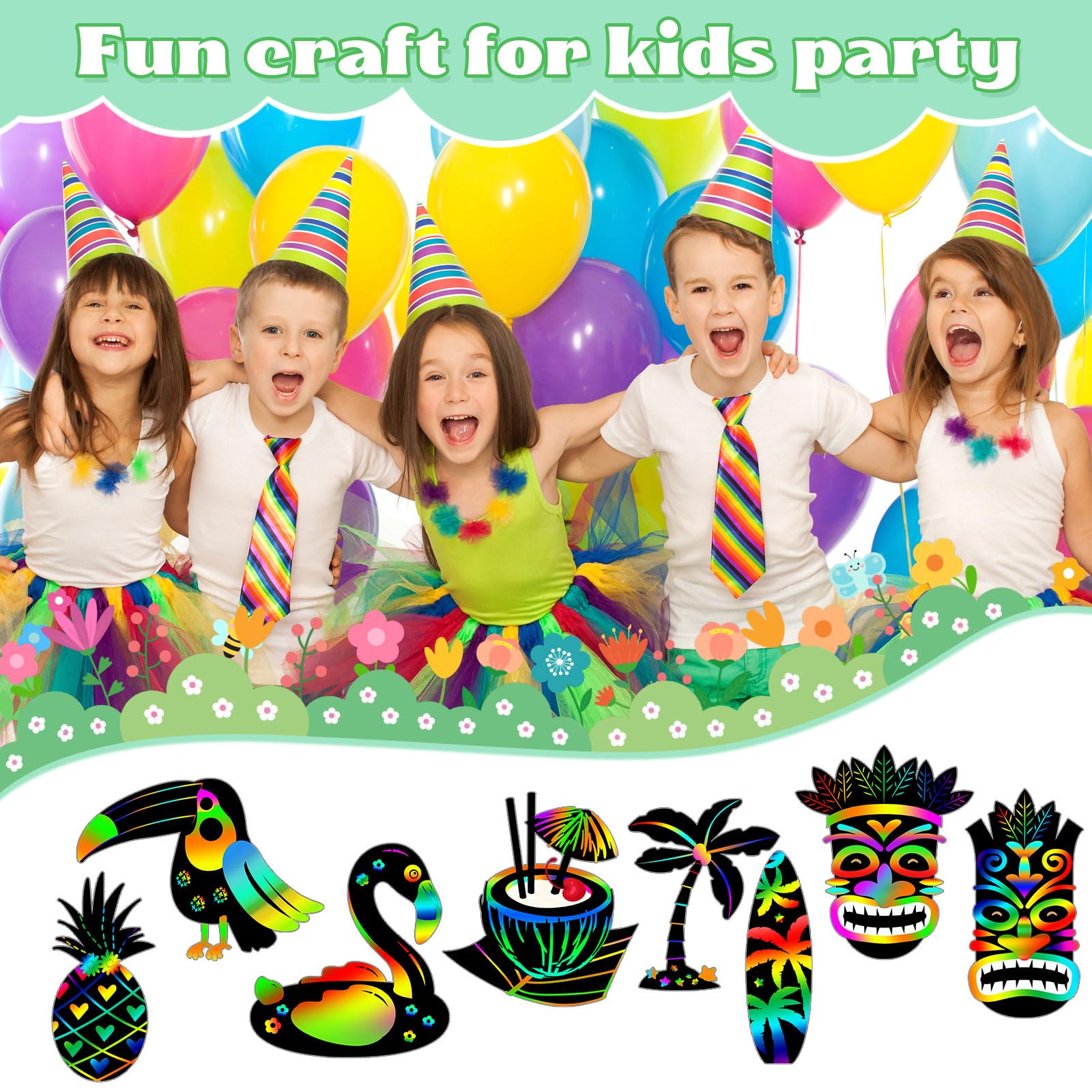 Snapklik.com : Motionchic 80 Pieces Hawaiian Luau Party Scratch Cards ...
