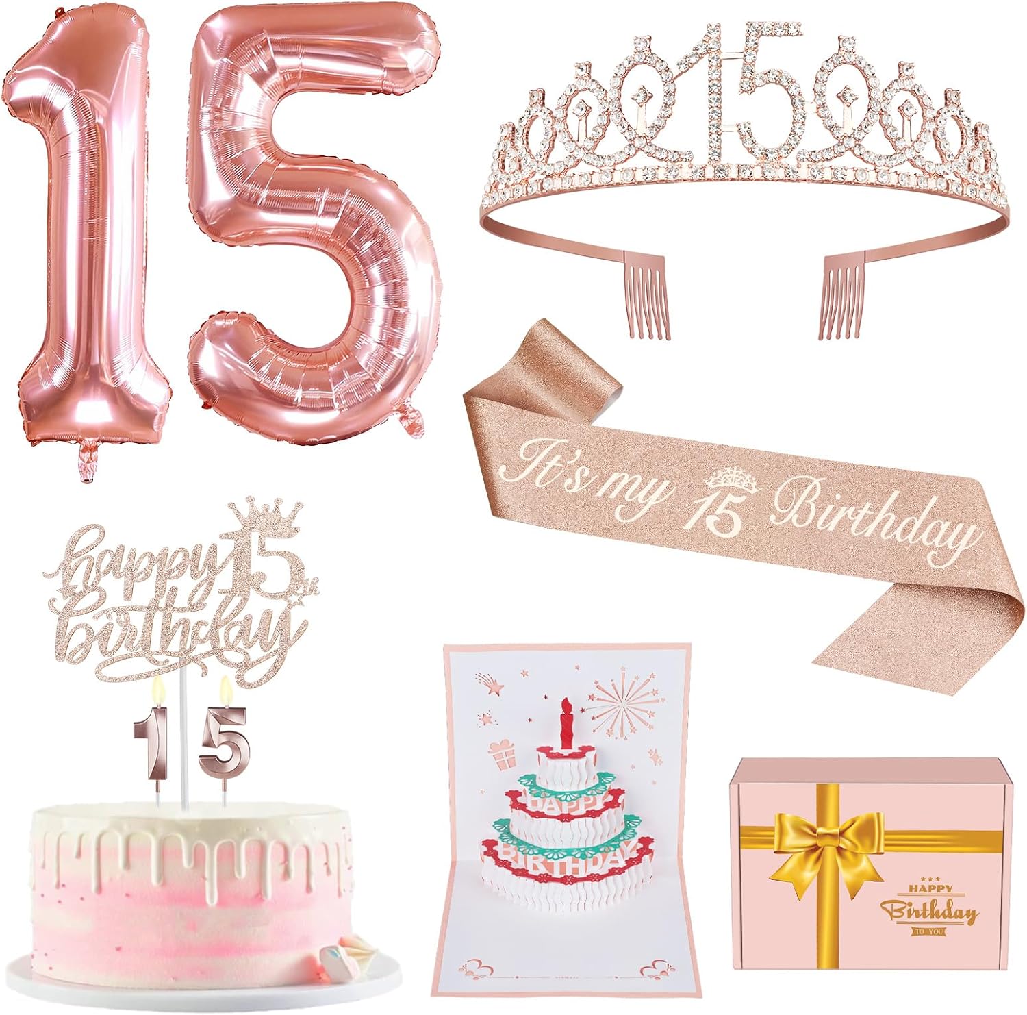 Amazon.com: 15th Birthday Decorations for Girls with 15th Birthday ...
