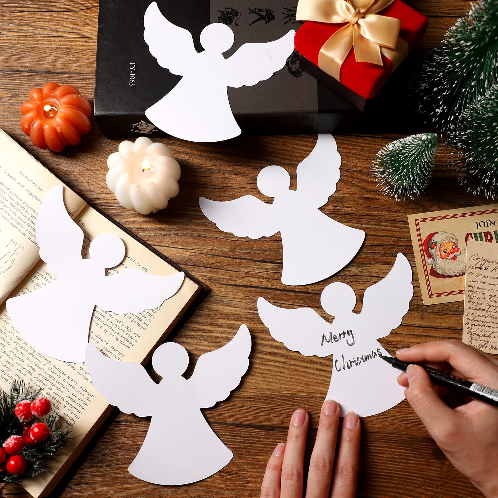 Snapklik.com : 200 Pcs Angel Cutouts Paper Angel Shapes White Christmas ...