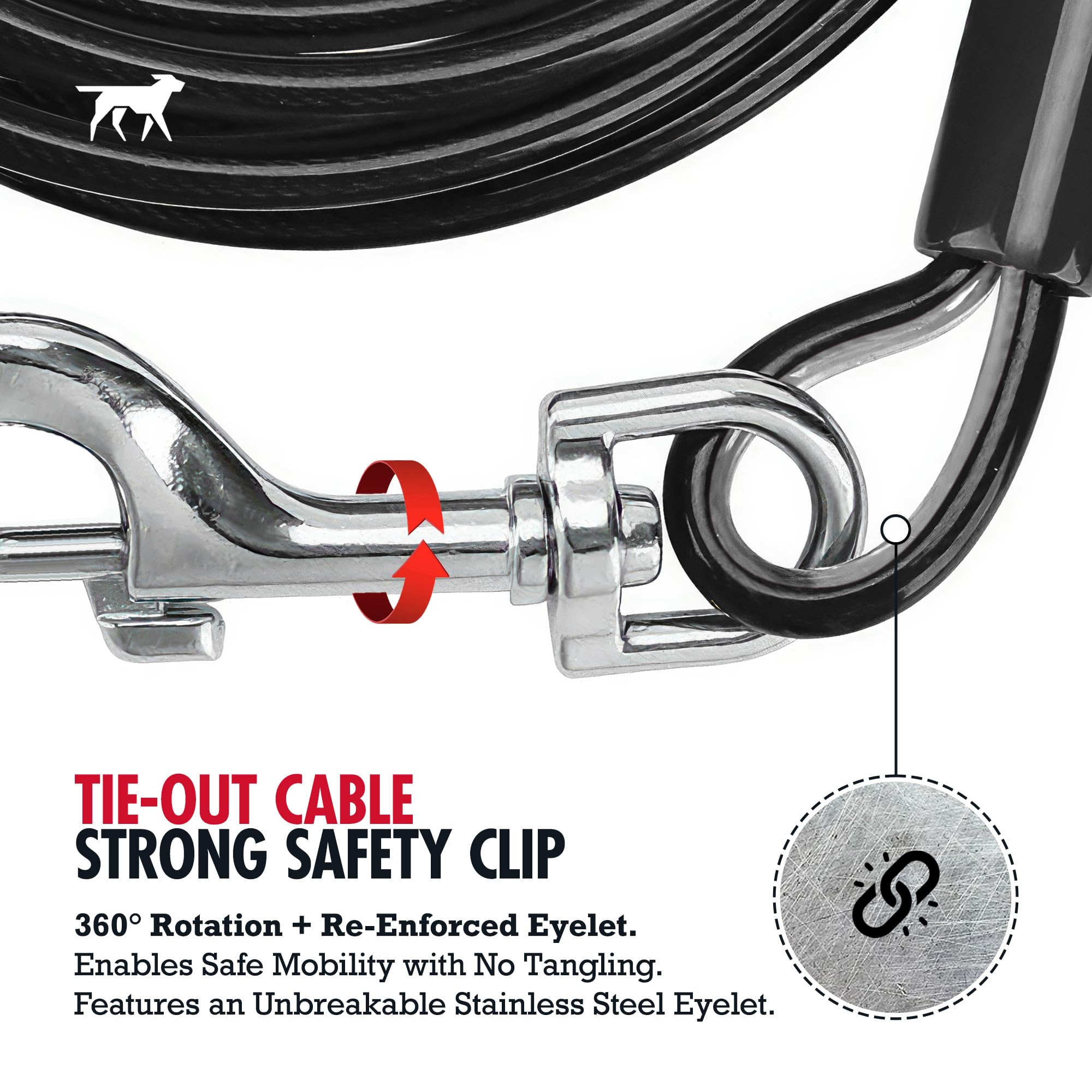 Snapklik.com : Dog Tie Out Cable 50 Feet Dog Runner Cable For Yard 50 ...
