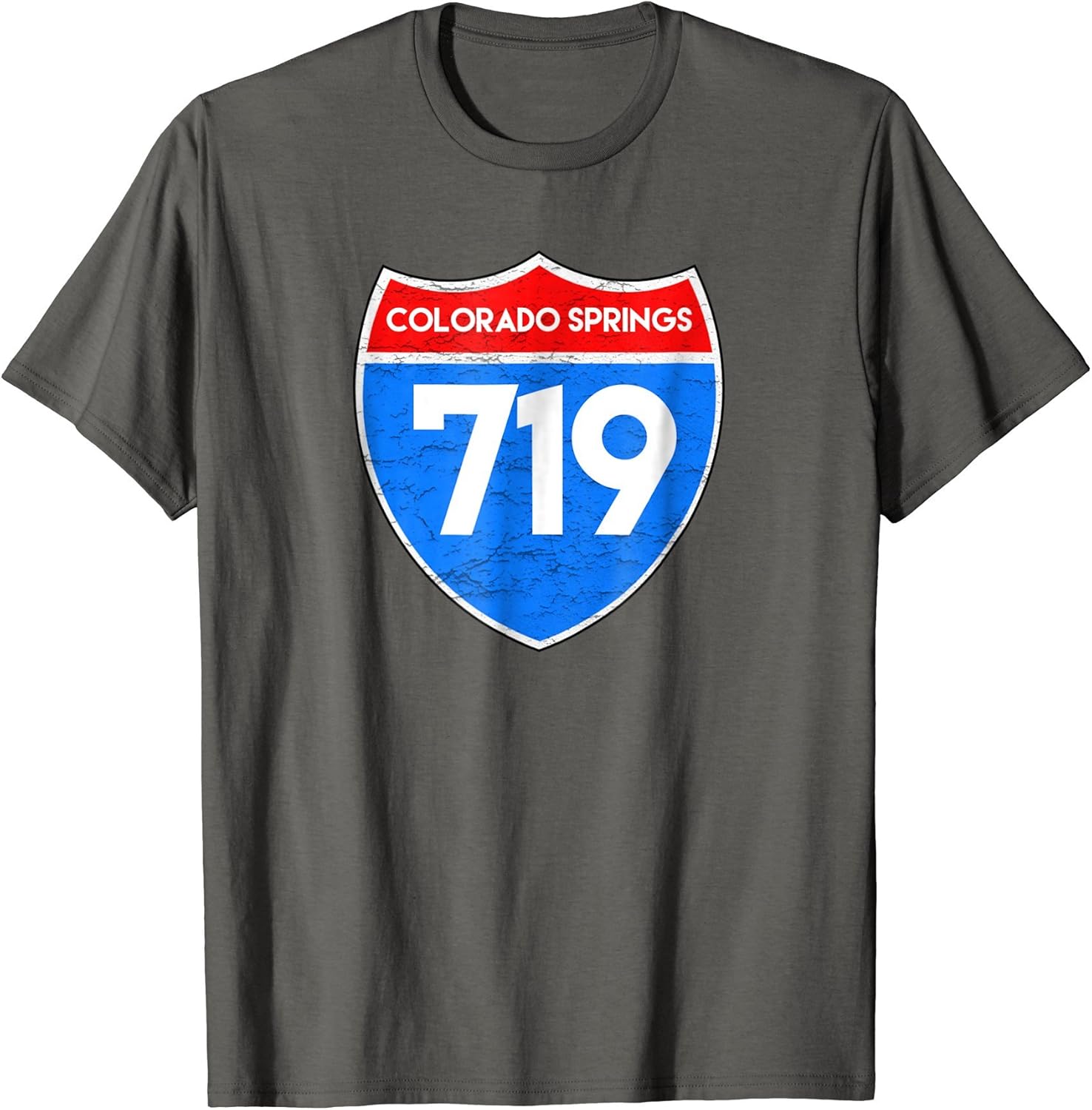 Amazon.com: Colorado Springs 719 Area Code T-Shirt Vintage Road Sign ...