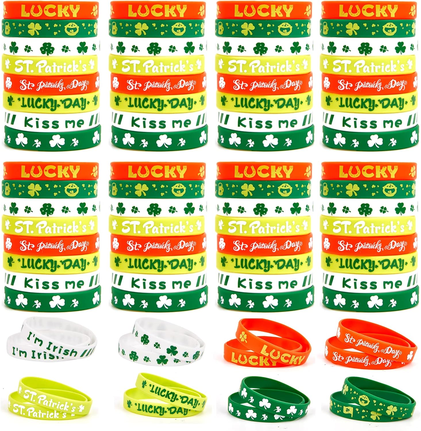 Amazon.com: patscorai 64 Pcs St Patrick's Day Bracelets Rubber ...