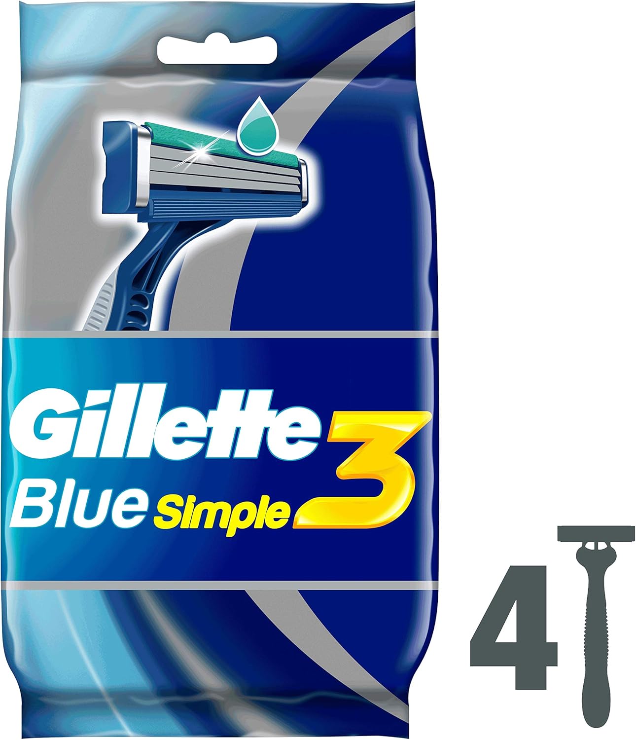 Gillette Blue Simple3 Disposable Razors X4+1 (5 Pieces) : Amazon.ae: Health