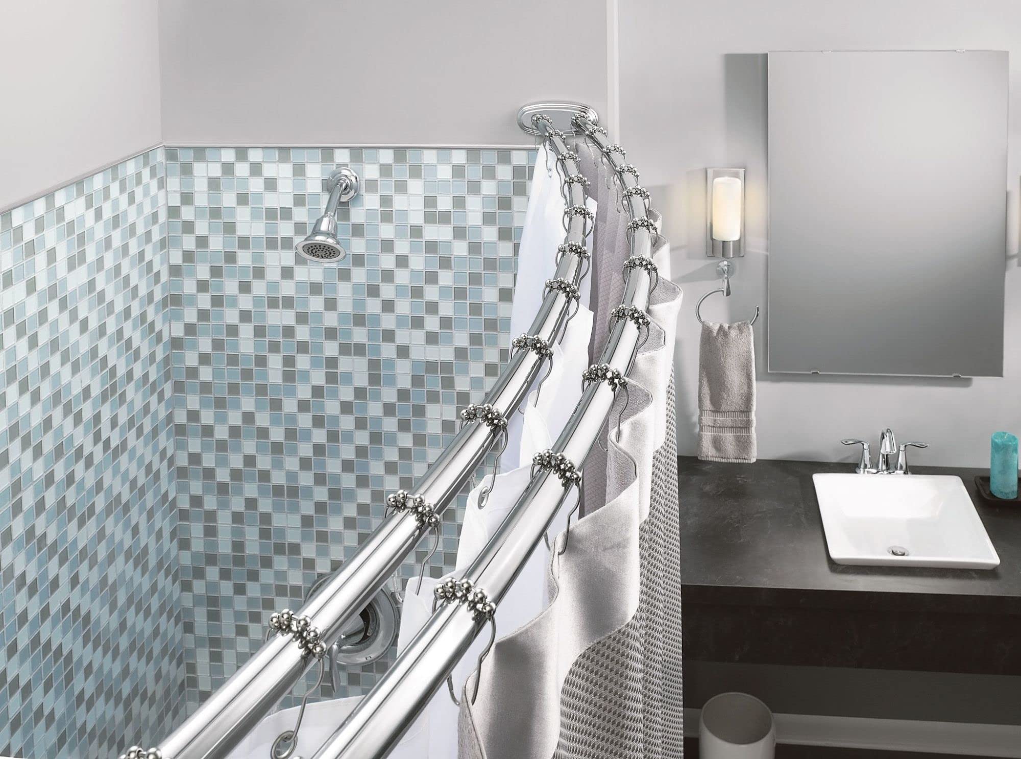 Moen DN2141CH 60-Inch Adjustable Stainless Steel Double Curved Shower ...