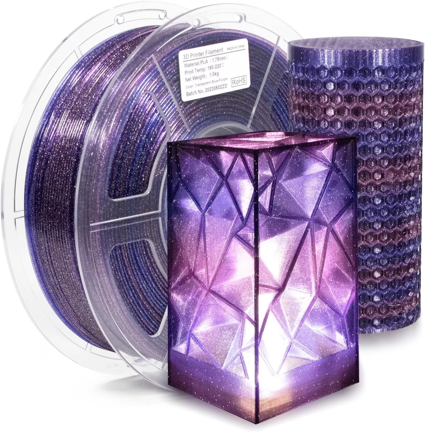 iSANGHU Clear Glitter PLA Filament 1.75, Gradient Blue and Purple ...