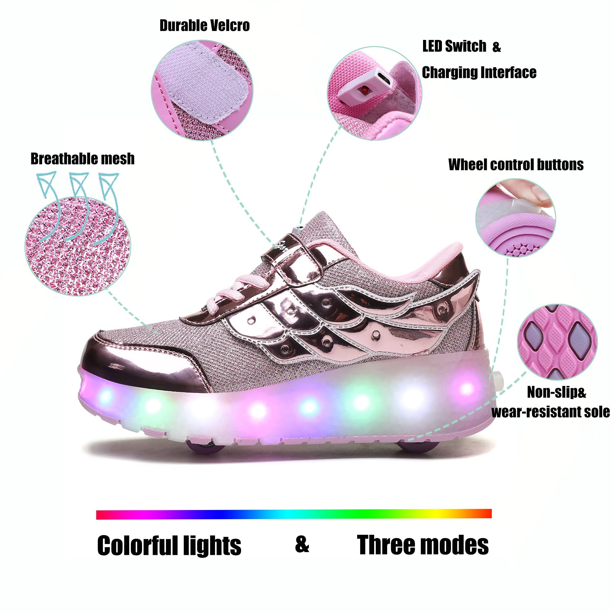 Snapklik.com : Nsasy Roller Shoes USB Charge Girls Boys Sneakers