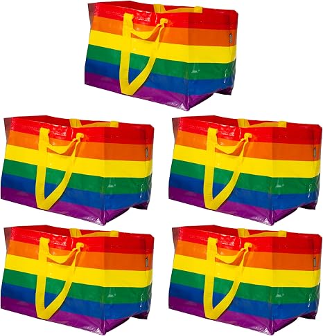 Ikea STORSTOMMA - Set di 5 sacchetti grandi multicolore a righe ...