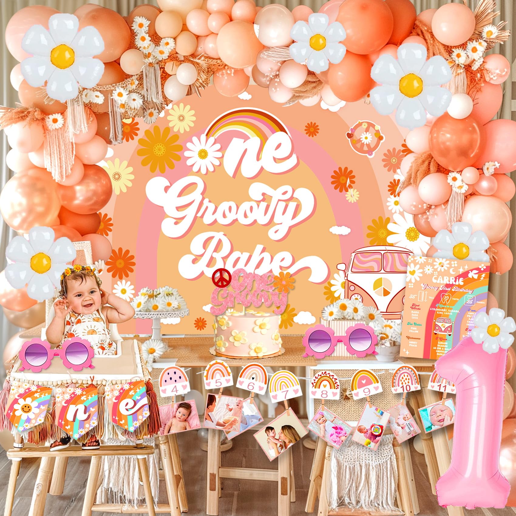 Amazon.com: Groovy One Birthday Decorations, One Groovy Baby Birthday ...