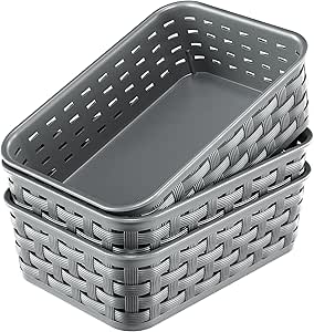Amazon.com: 3 Pack Small Plastic Basket, Storage Bin Baskets for ...