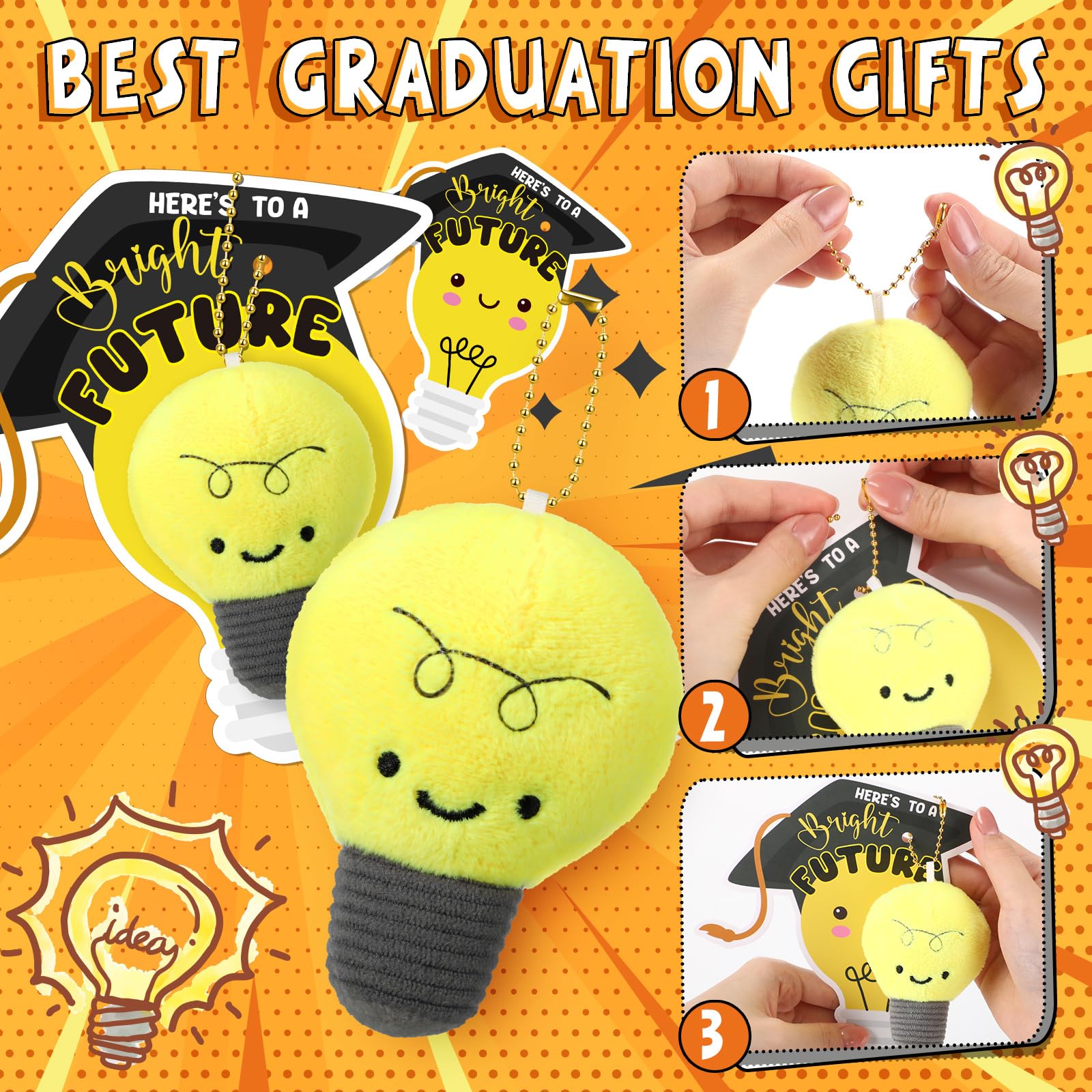 Light Bulb Plush Keychain 24 Sets End Of School Year Gifts - S With ...