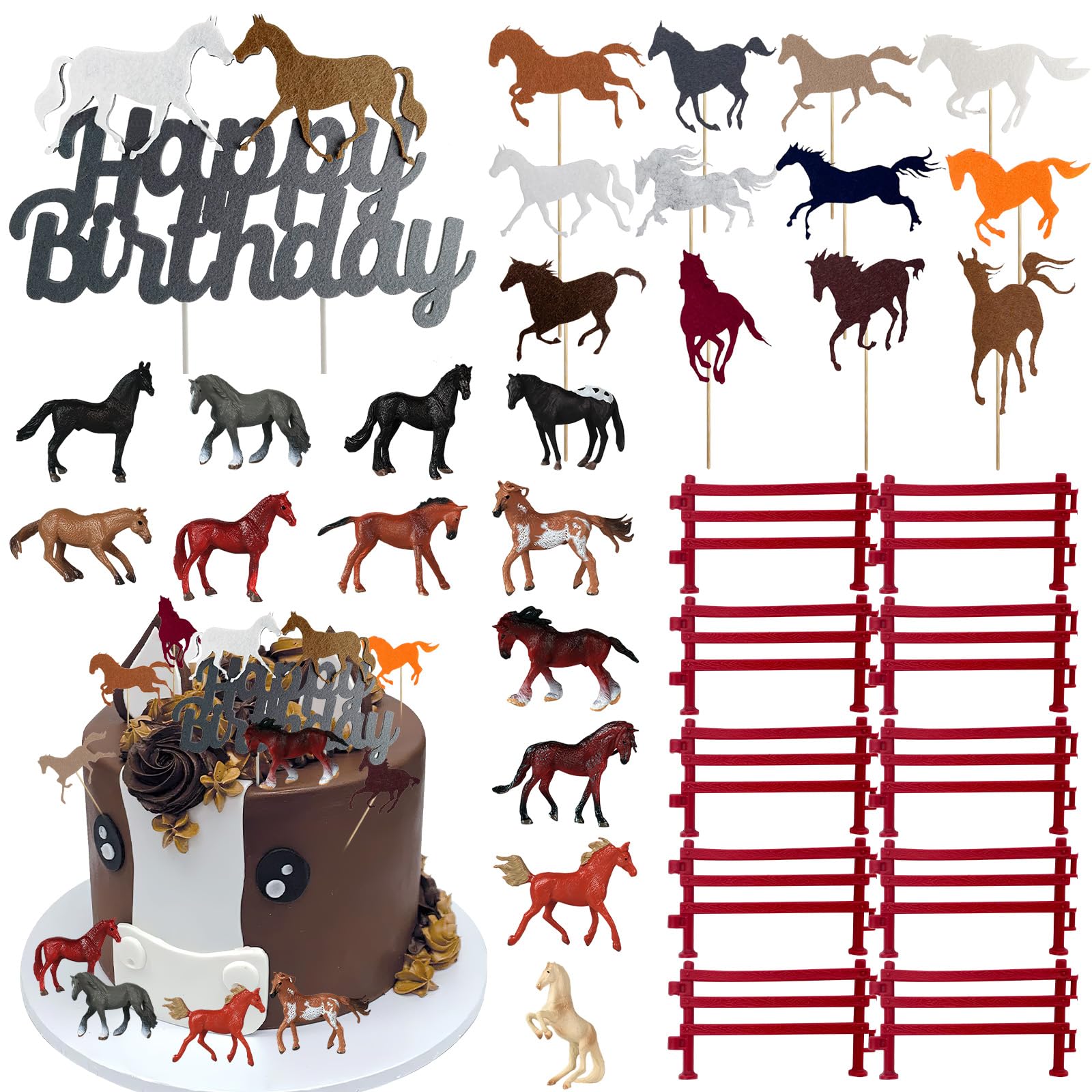 35 Pieces Horse Racing Cake Decorations, Horse Cake Toppers, Plastic ...
