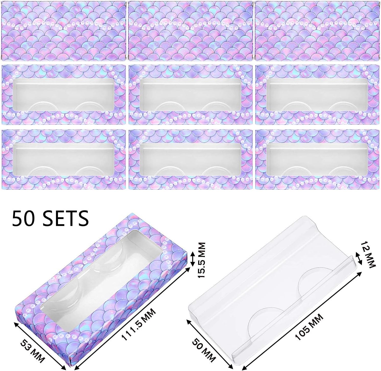 50 Sets Eyelash Cosmetics 100 Pieces Empty Eyelashes Packaging Paper ...