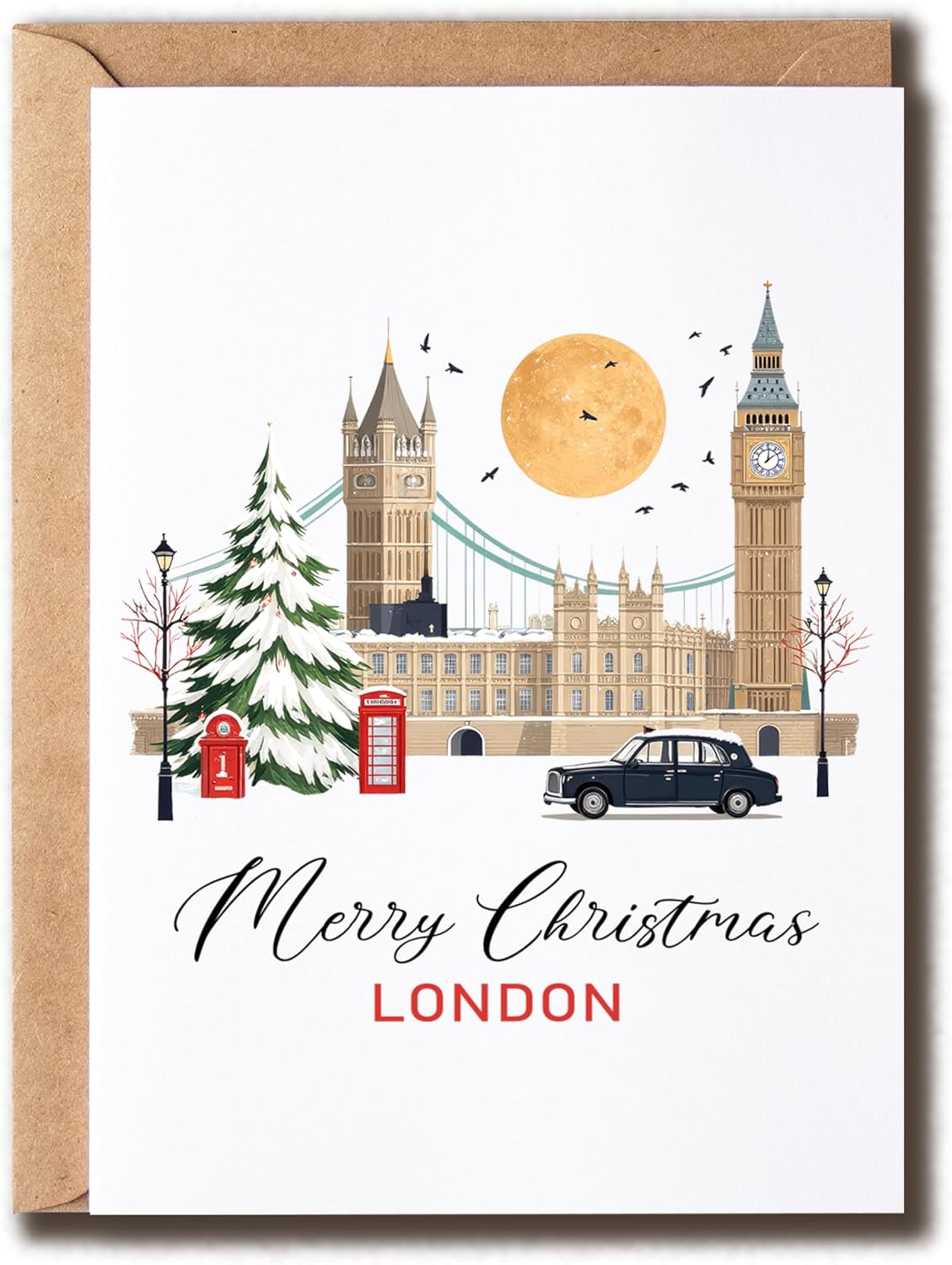 Amazon.com: NoNi93Art London England Christmas Card - Merry Christmas ...