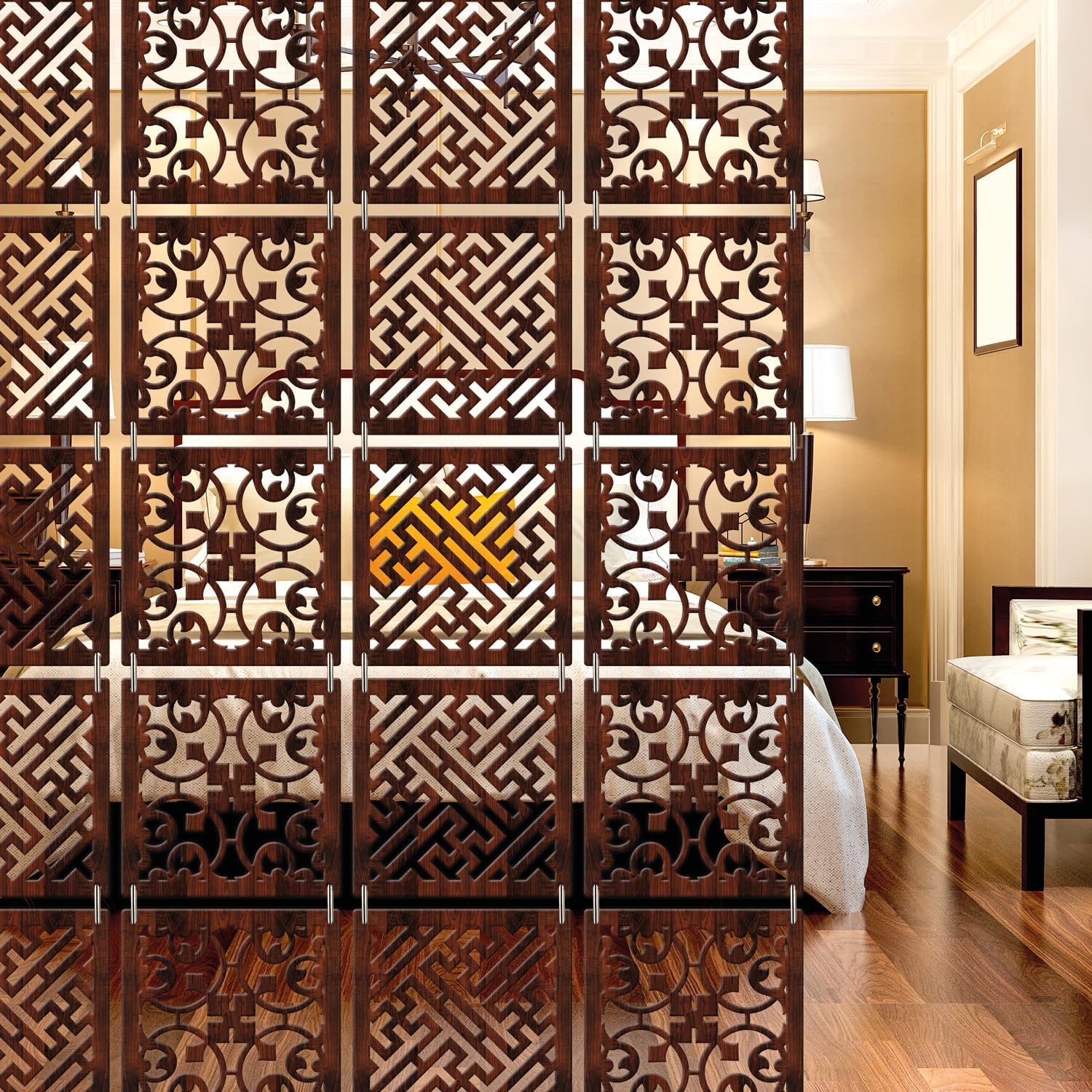 Olive Tree Wooden Hanging Room Divider for Living & Dining Room, Hall ...