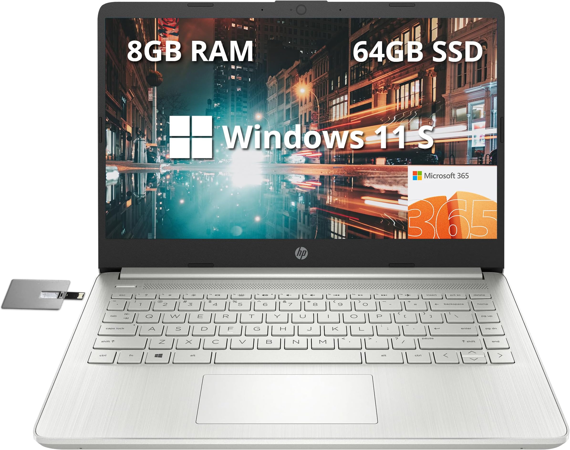 HP Premium 14" Stream HD Laptop, Intel Celeron N4120, 8GB RAM, 64GB ...