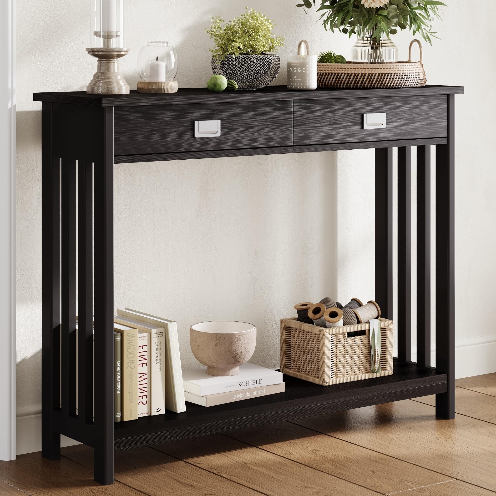 Amazon.com: ChooChoo Black Entryway Table with Drawer, Narrow Console ...