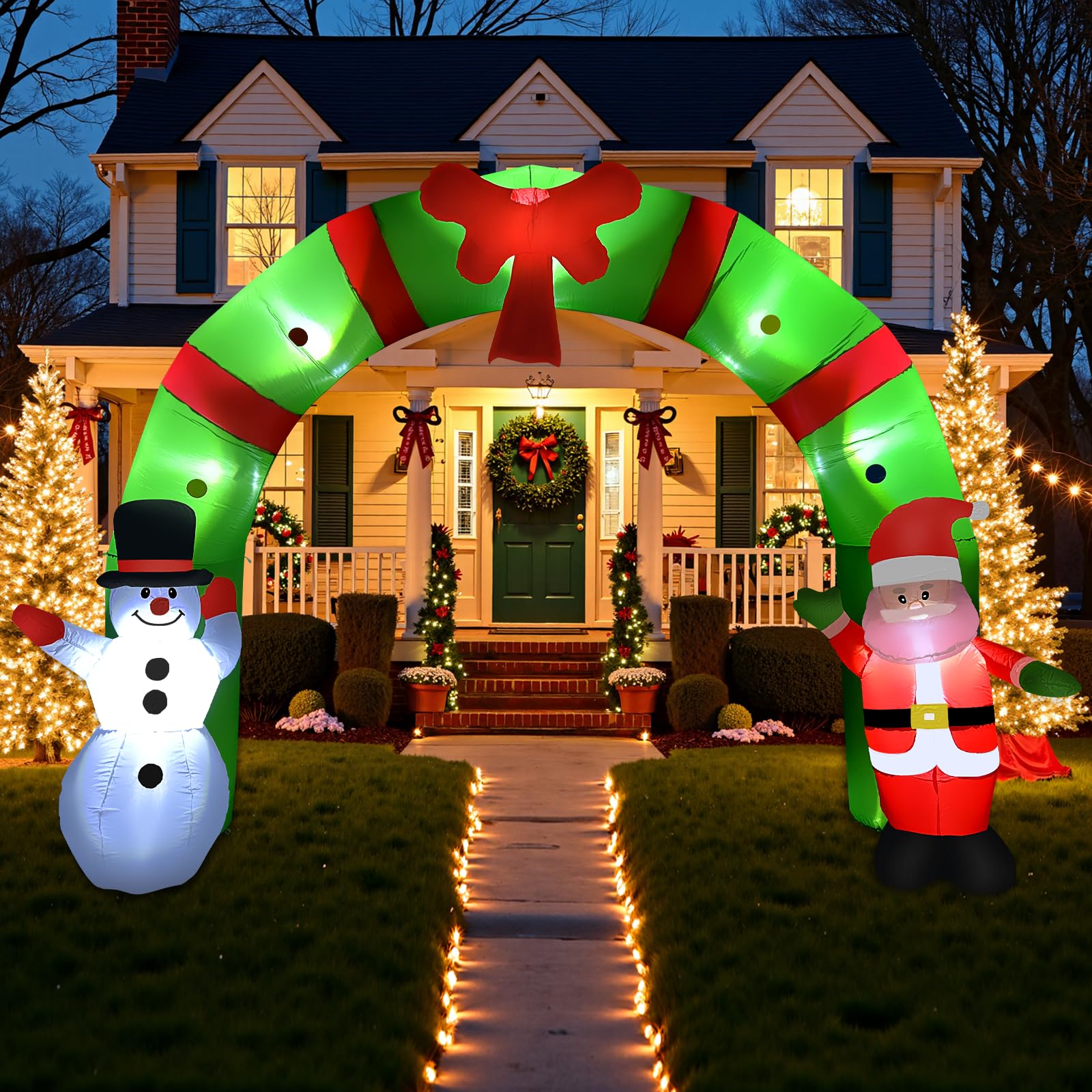 Amazon.com: 12 FT Christmas Inflatable Archway with Santa & Snowman ...