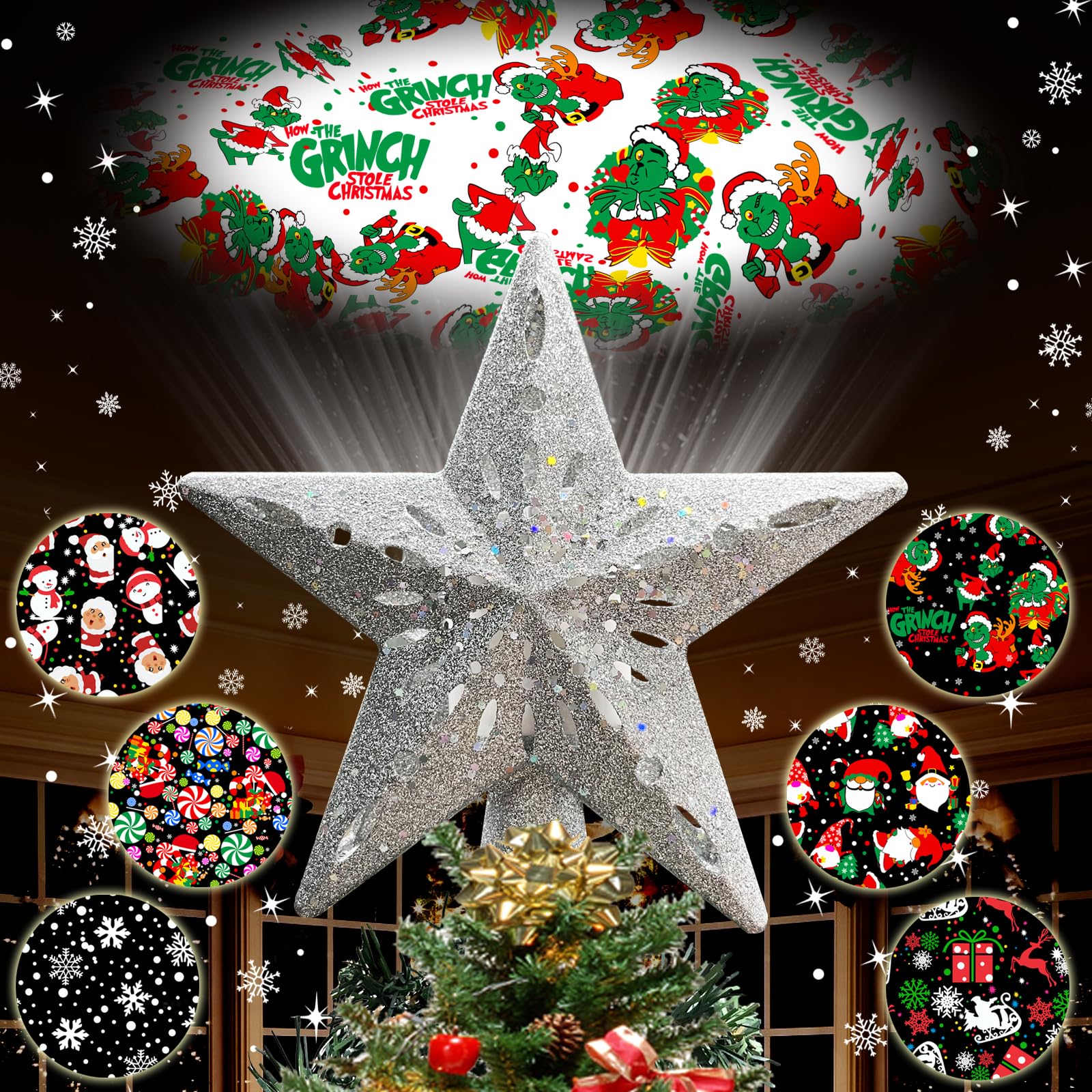 Amazon.com: 10" Christmas Tree Topper Projector with 6 Projection Modes ...