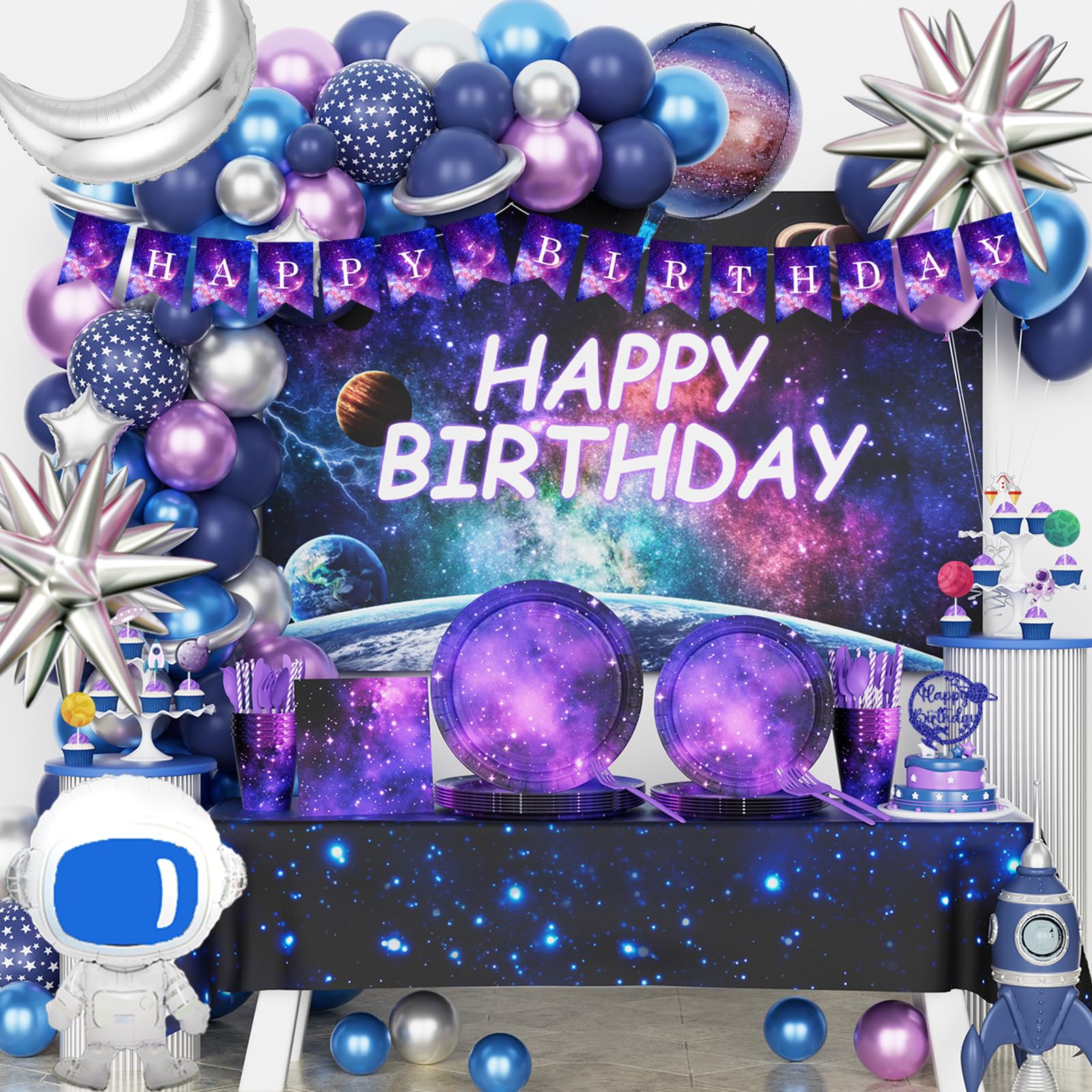 Amazon.com: Fiesec Galaxy Party Decorations, Starry Night Outer Space ...