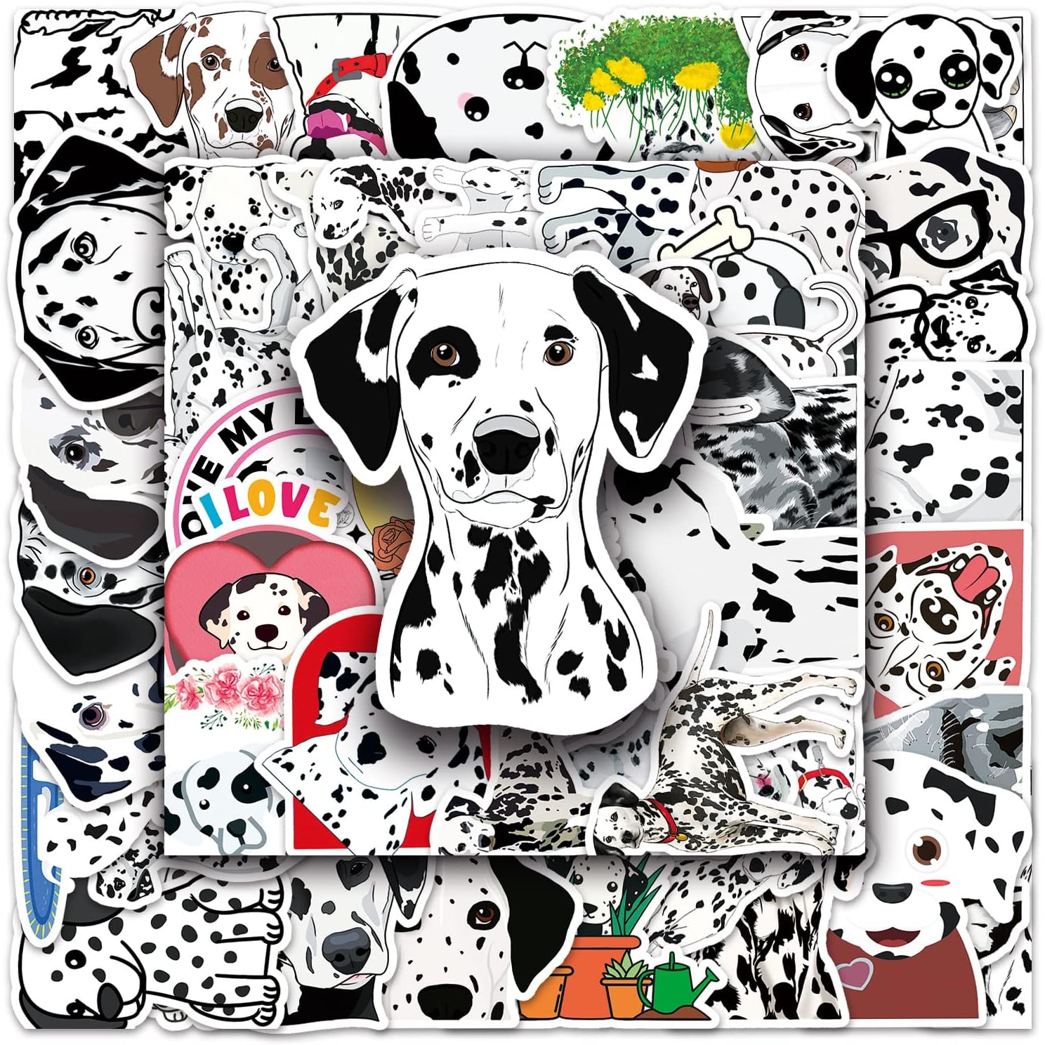 Amazon.com: Dalmatians Stickers 50 Pcs Cute Dog Stickers for Laptop ...
