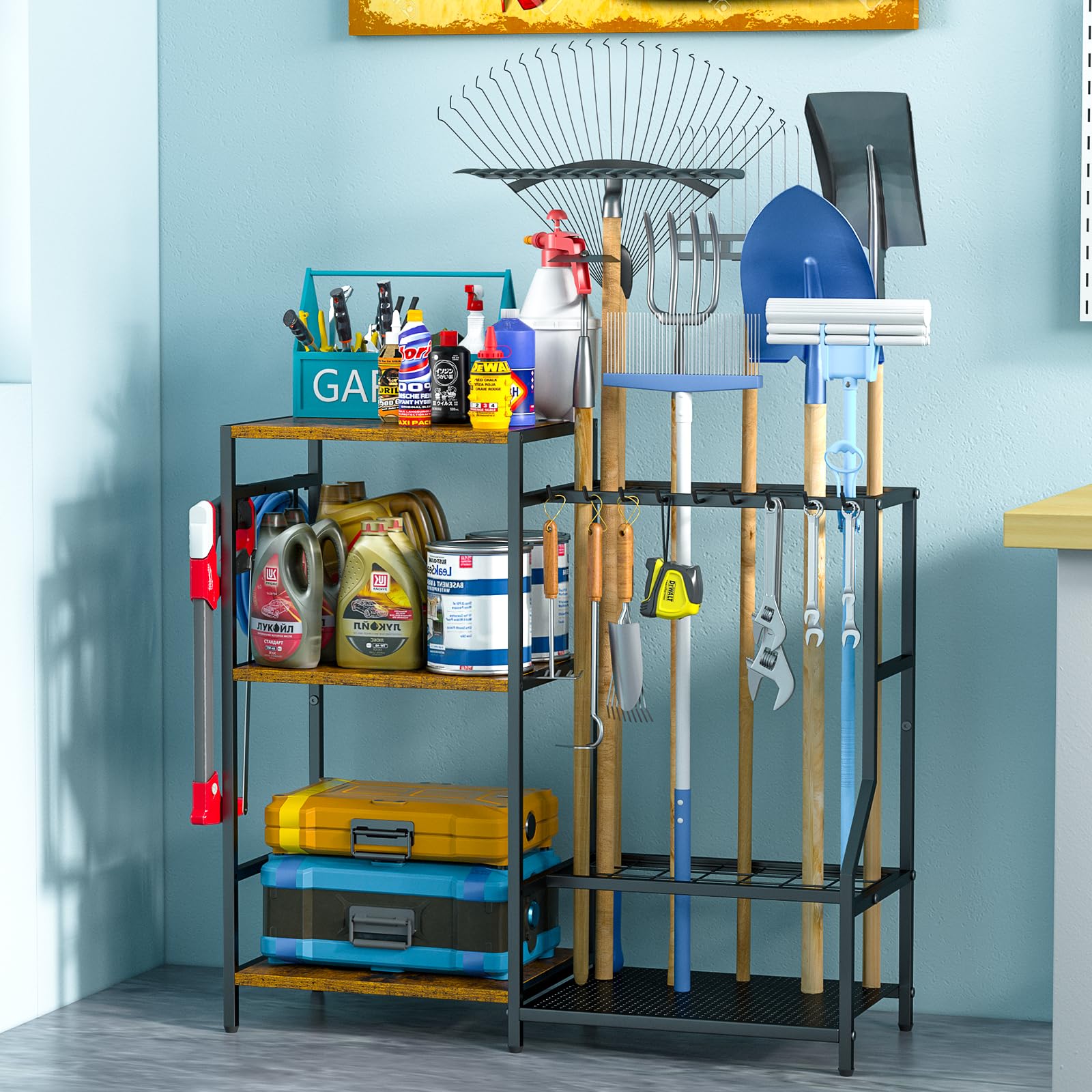 Amazon.com: DAOUTIME Garden Tool Organizer with 3-tier Shelves, Yard ...