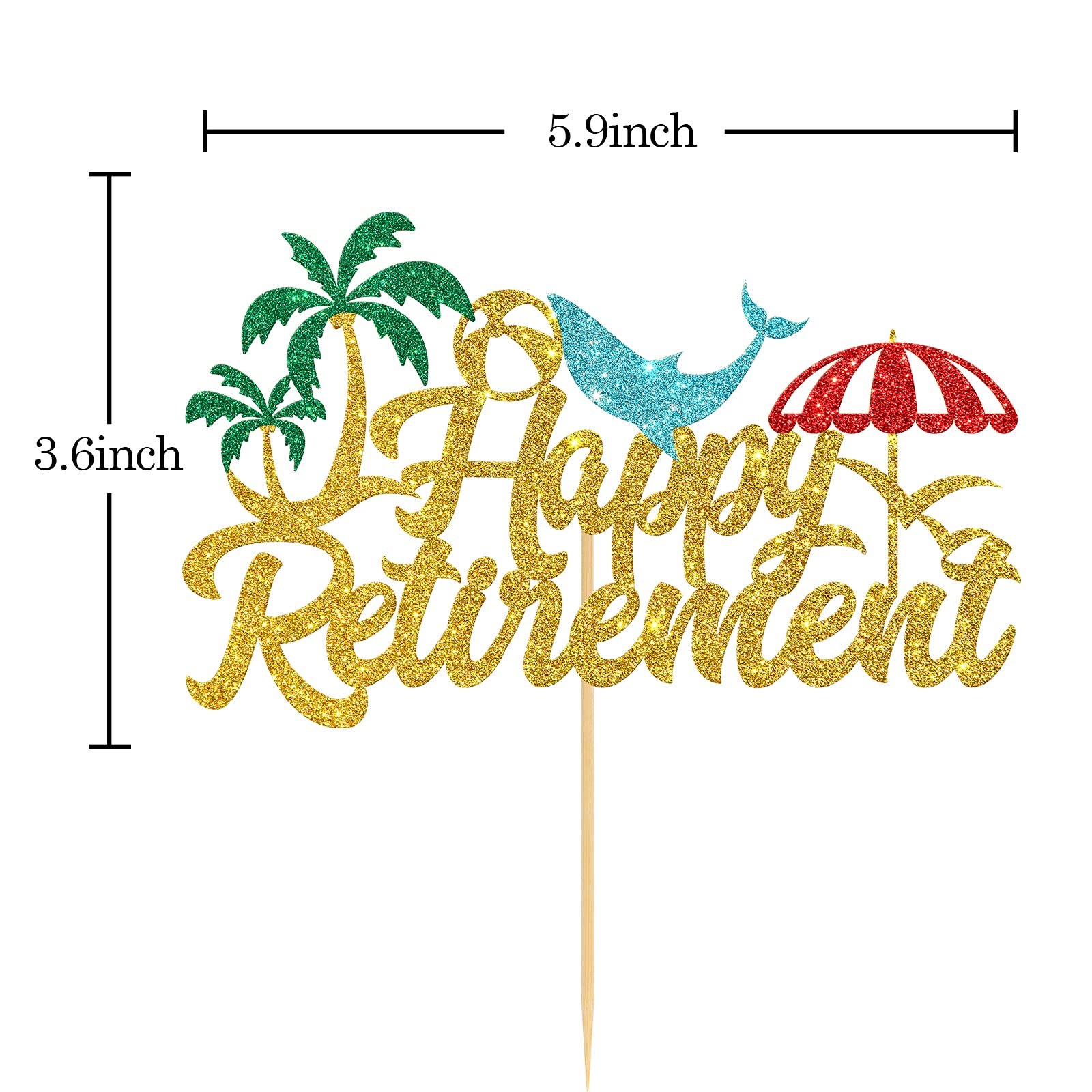 Snapklik.com : Gold Happy Retirement Cake Topper - Farewell Party Cake ...