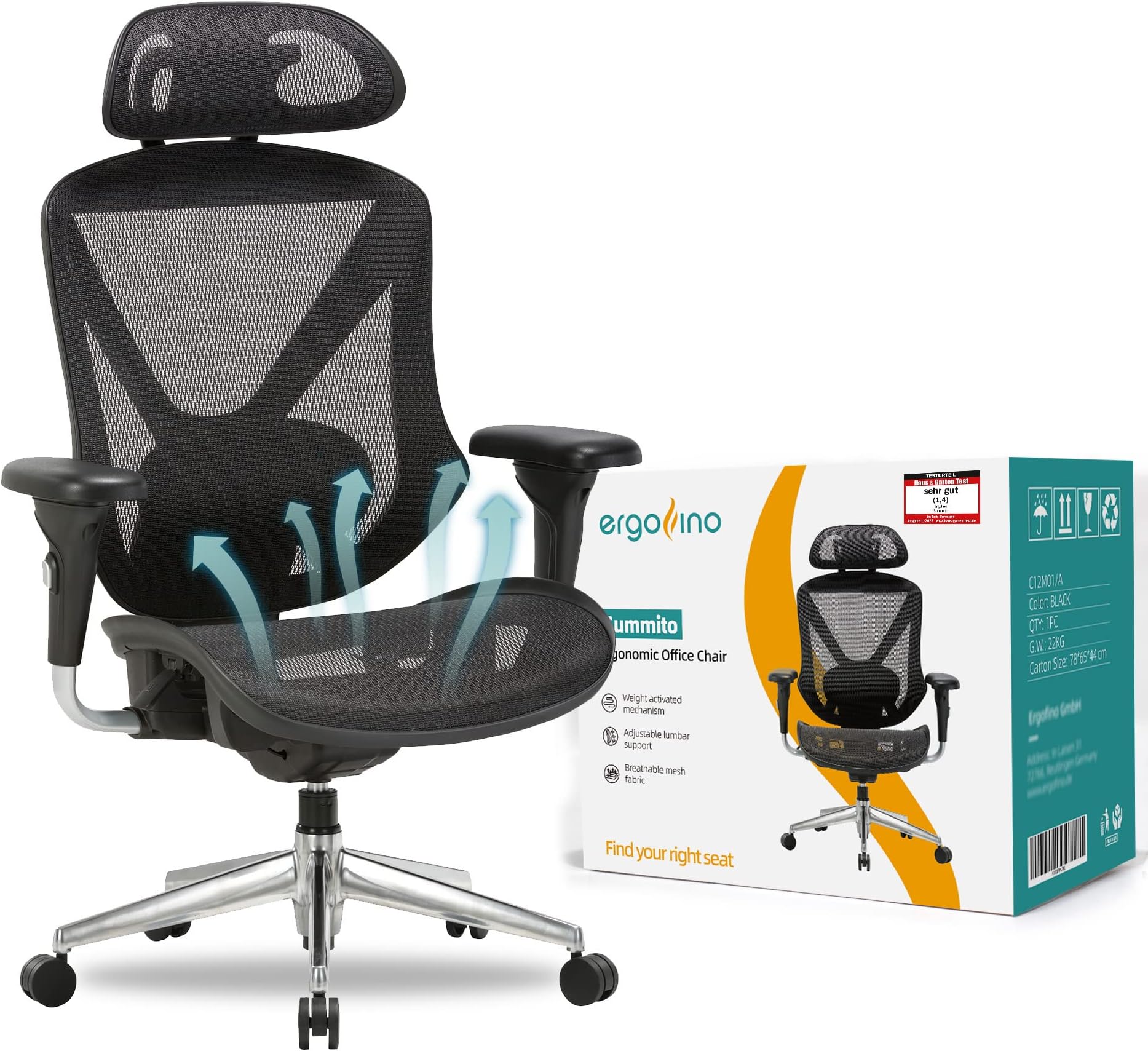 Viasit Kickster, ergonomischer Bürodrehstuhl Schreibtischstuhl mit ...