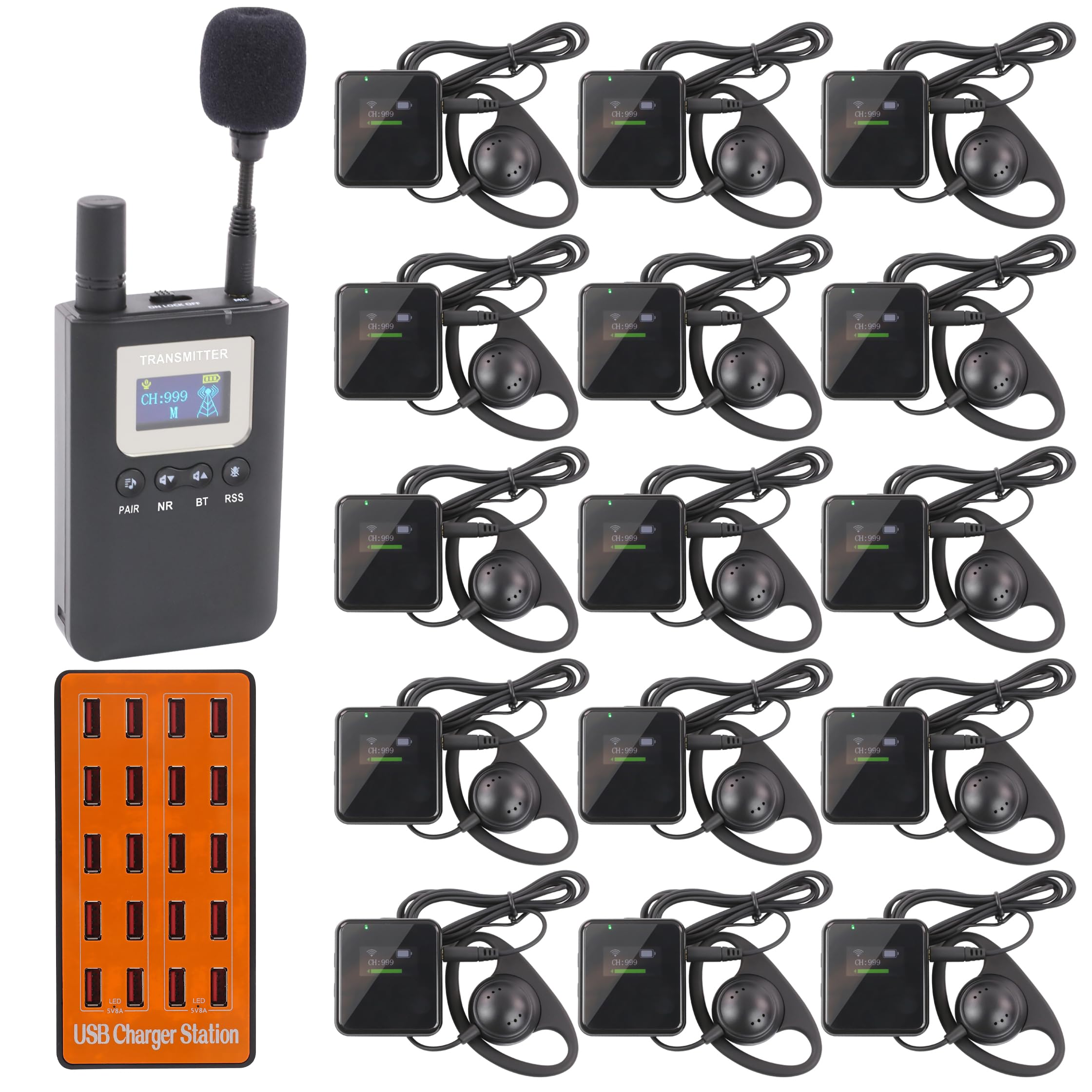 Amazon.com: LOUKIENE Tour Guide Headsets, Wireless Tour Guide System, 1 ...