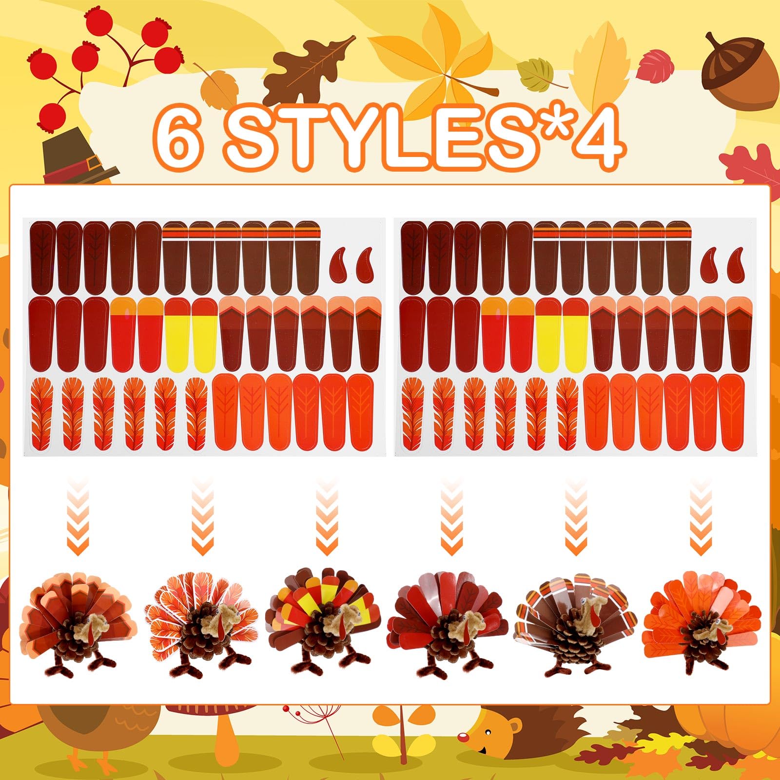 Snapklik.com : 24 Set Thanksgiving Pinecone Turkey Craft Kit DIY ...