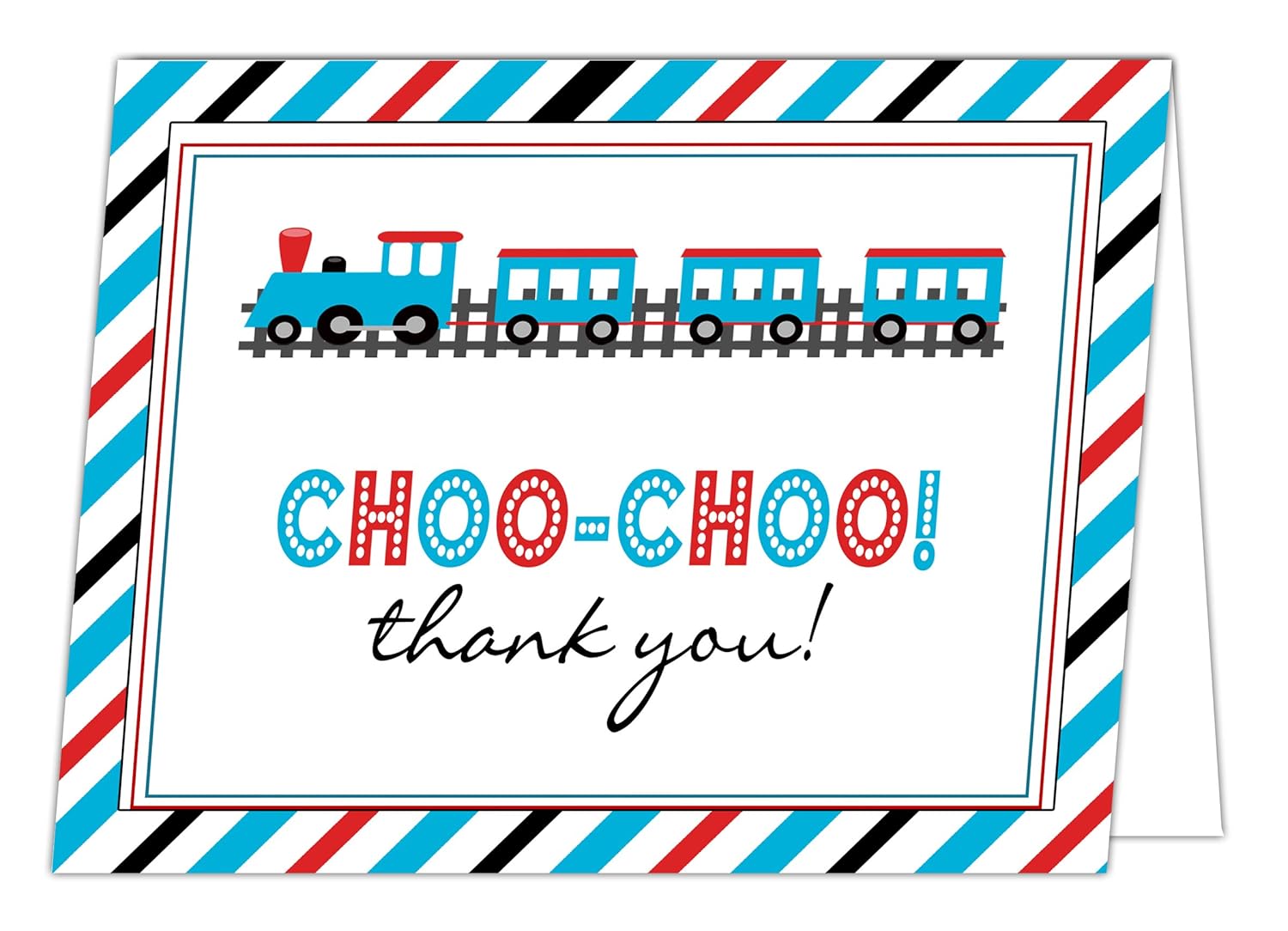 Amazon.com: Train Themed Thank You Card - Set of 15 Folded cards with ...