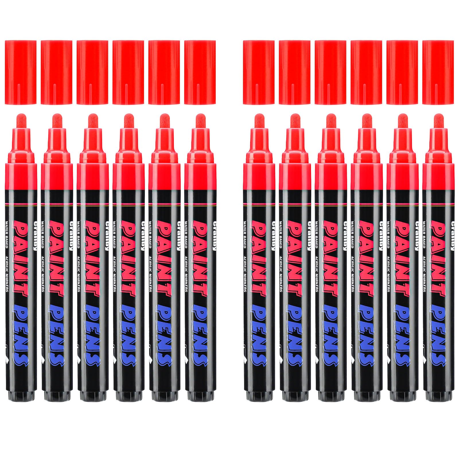 Amazon.com: Craiiby Red Paint Pens Paint Markers - 12 Pack Permanent ...
