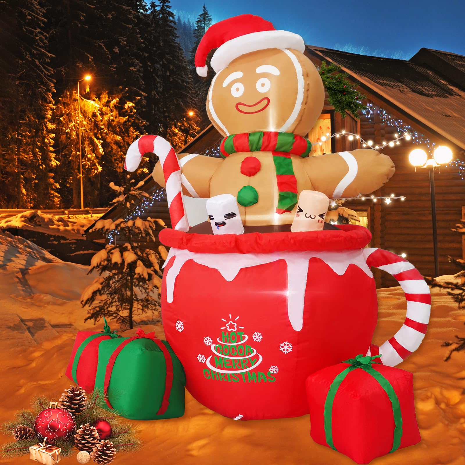 Amazon.com: Gardwin 6ft Gingerbread Christmas Inflatable Outdoor ...