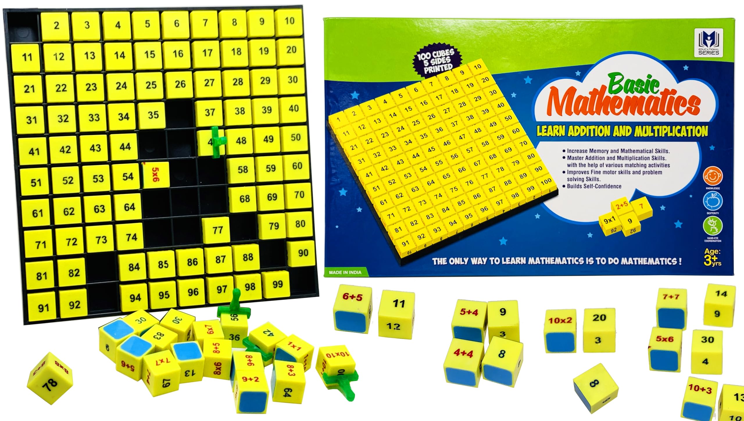 Multiplication Table, Montessori Trays Times Puzzles, Wooden Cube Toys ...