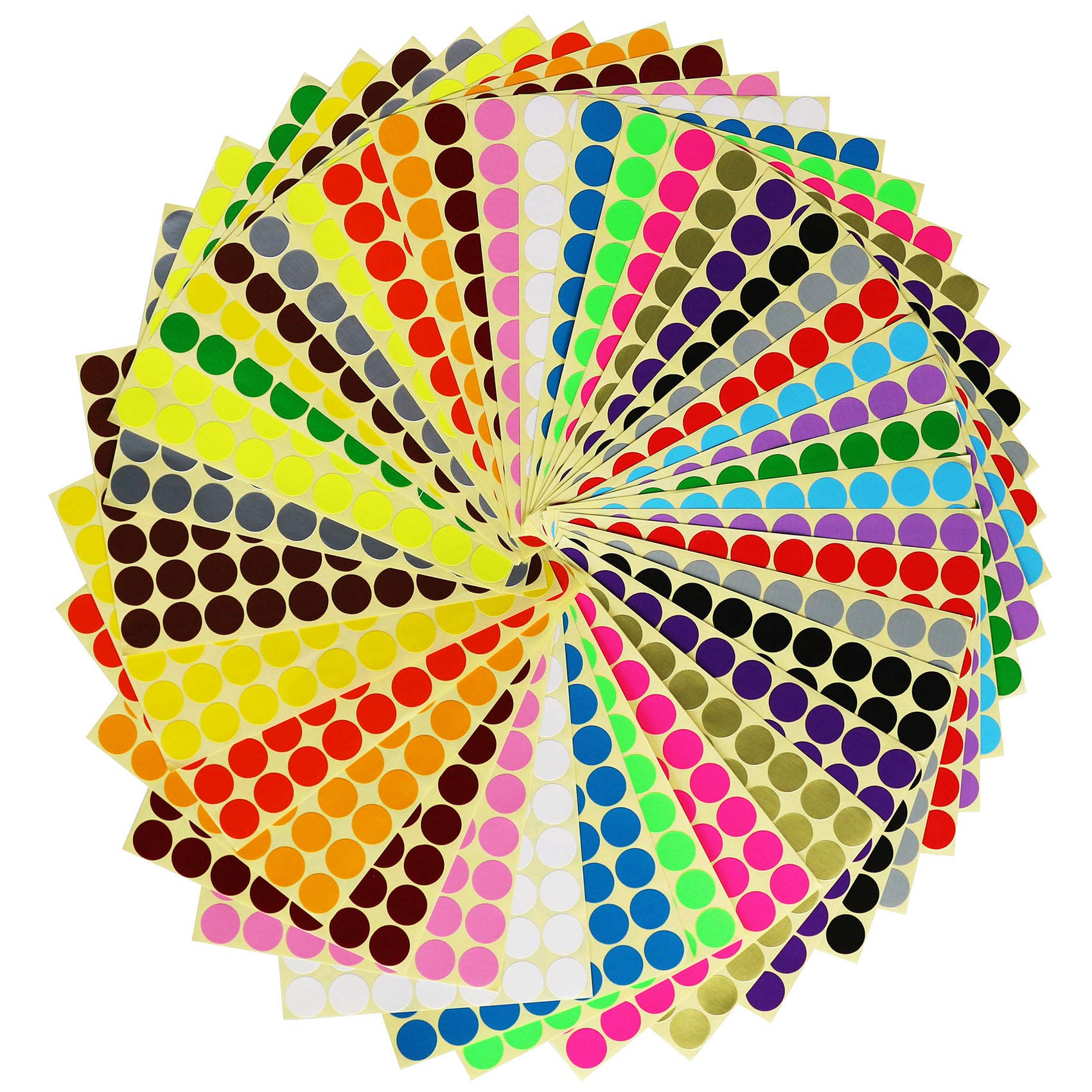 Buy 2800 Dots 3/4" Round Color Coding Labels Circle Dot Stickers,20 ...