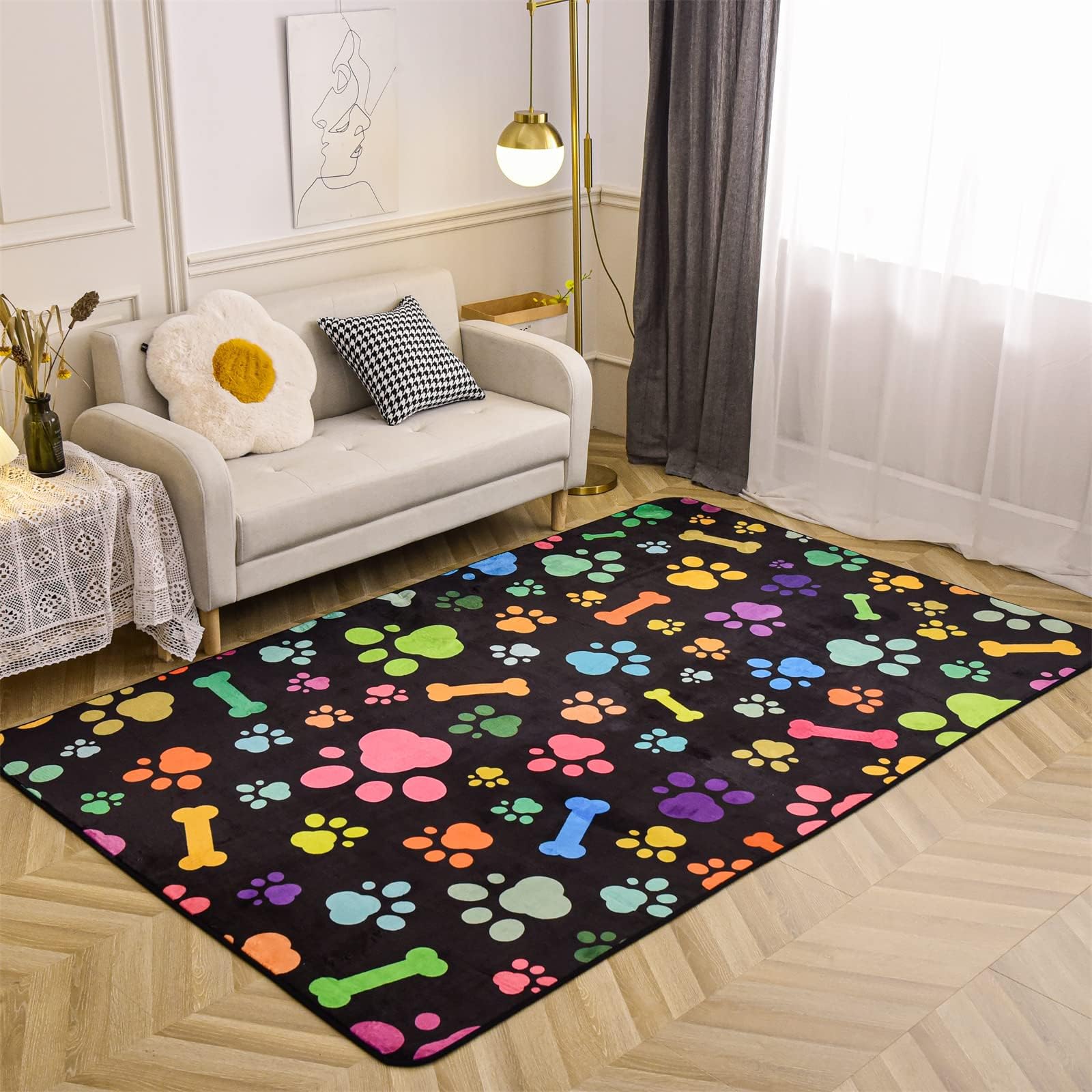 Amazon.com: Large Indoor Runner Rug 3' x 5', Paw Print Filling Non-Skid ...