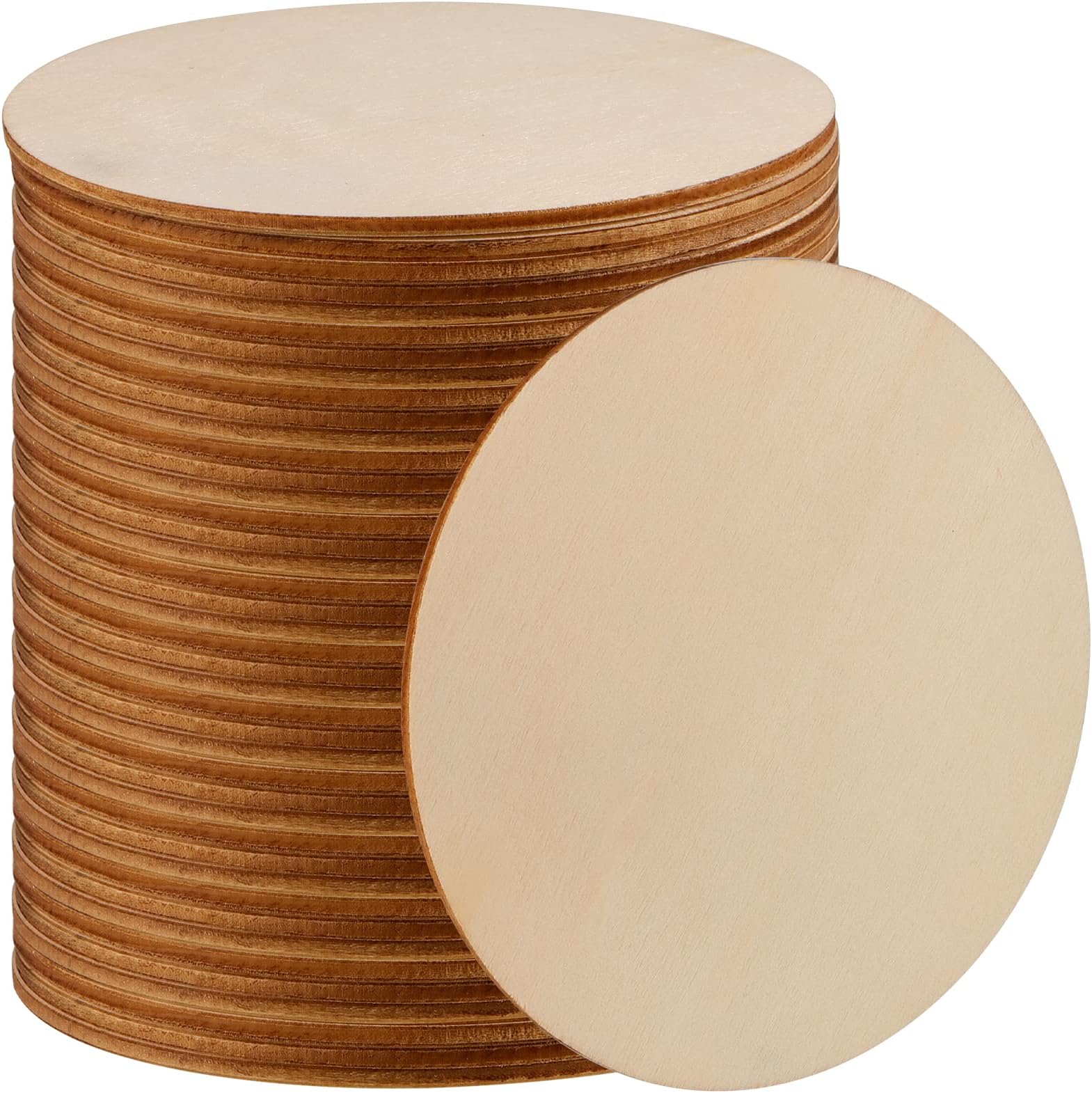 SHUESS 100 Pcs Wooden Circles for Craft 8 cm - Wooden Unfinished Round ...