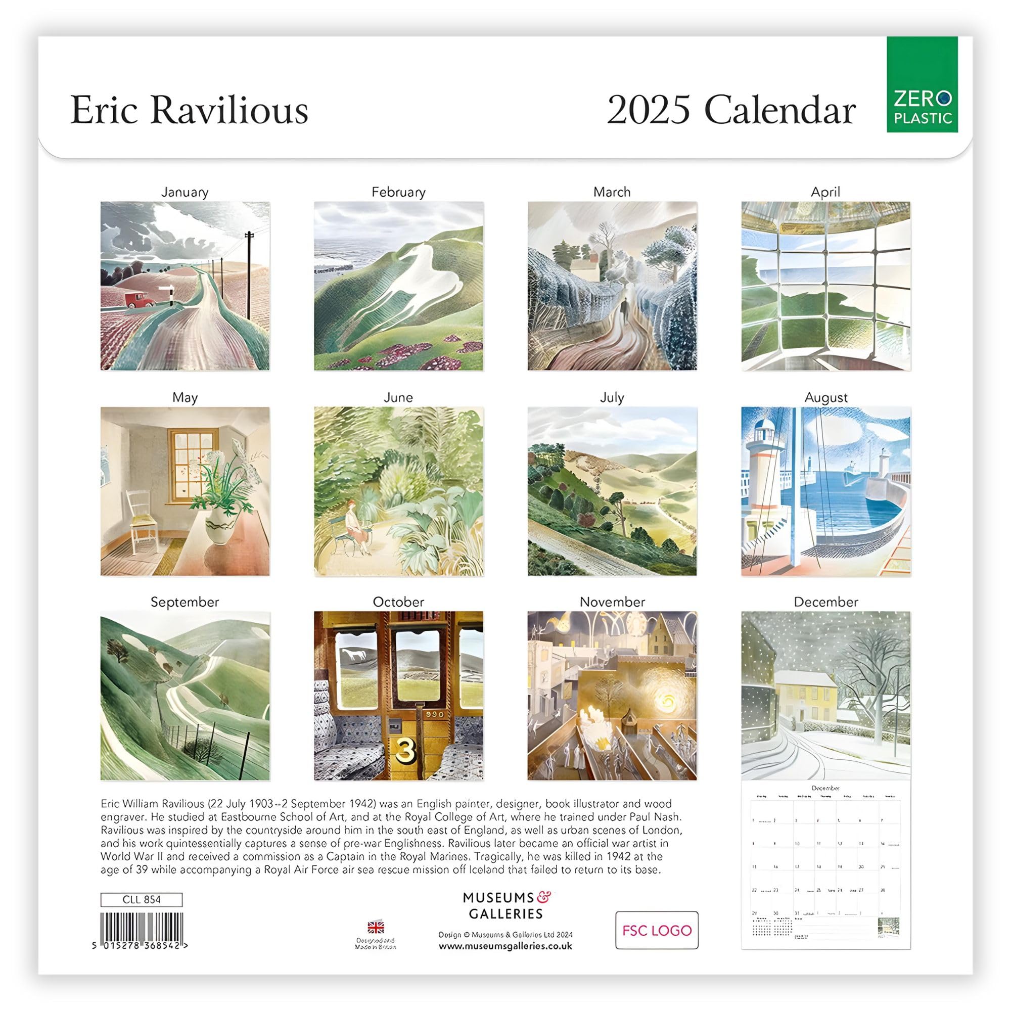 Museums & Galleries 2025 Square Wall Calendar – Eric Ravilious Designs ...