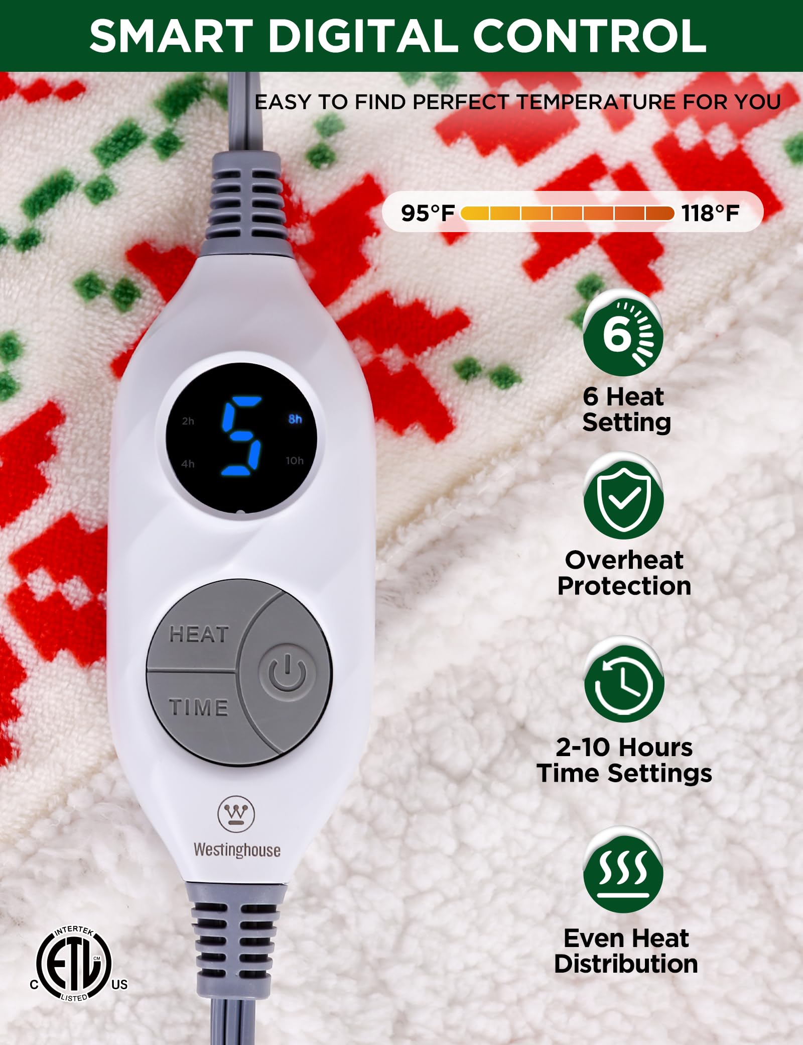 Snapklik.com : Westinghouse Christmas Heated Throw Blanket, Super Soft ...