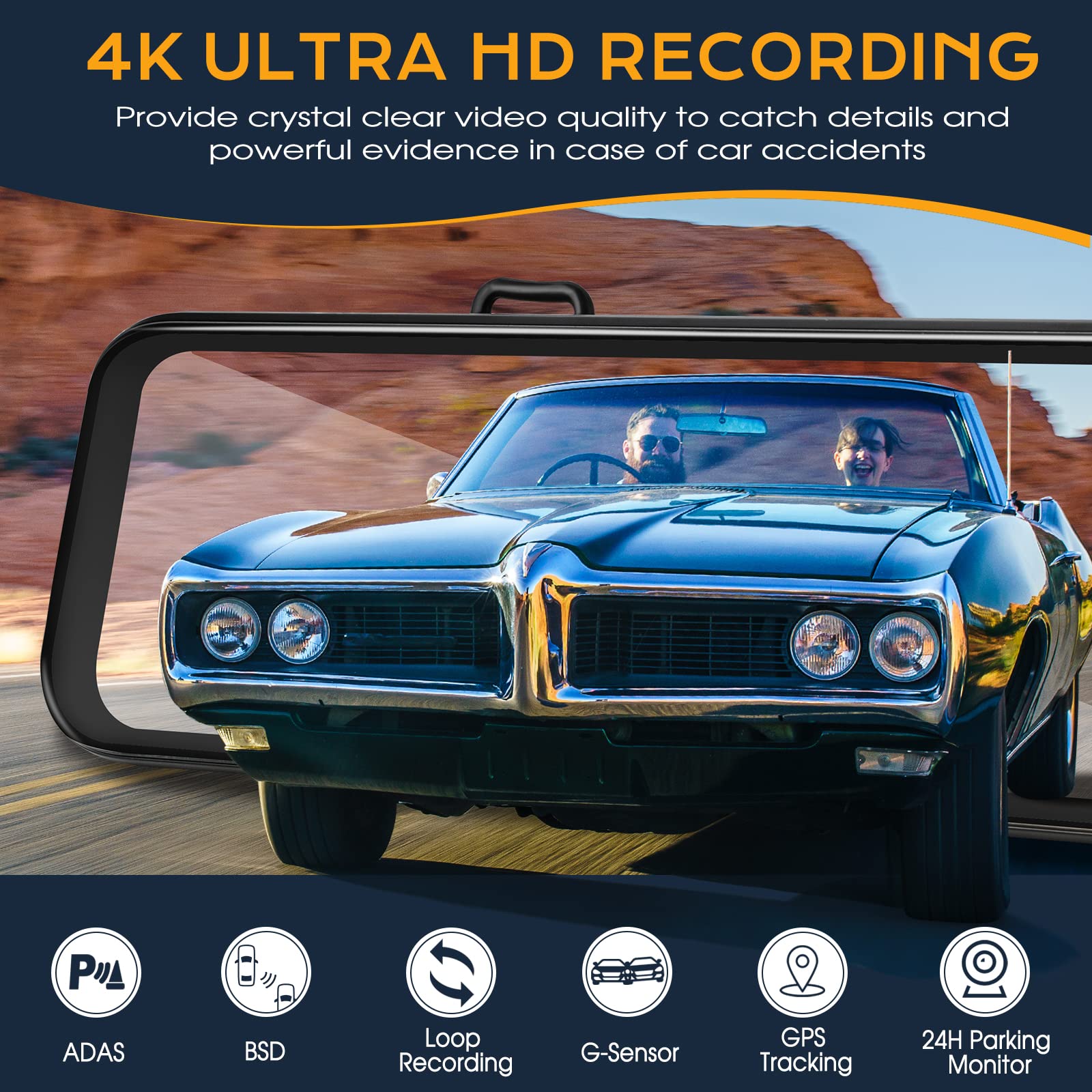 Snapklik.com : Pelsee P12 Pro 4K Mirror Dash Cam, 12 Rear View Mirror ...