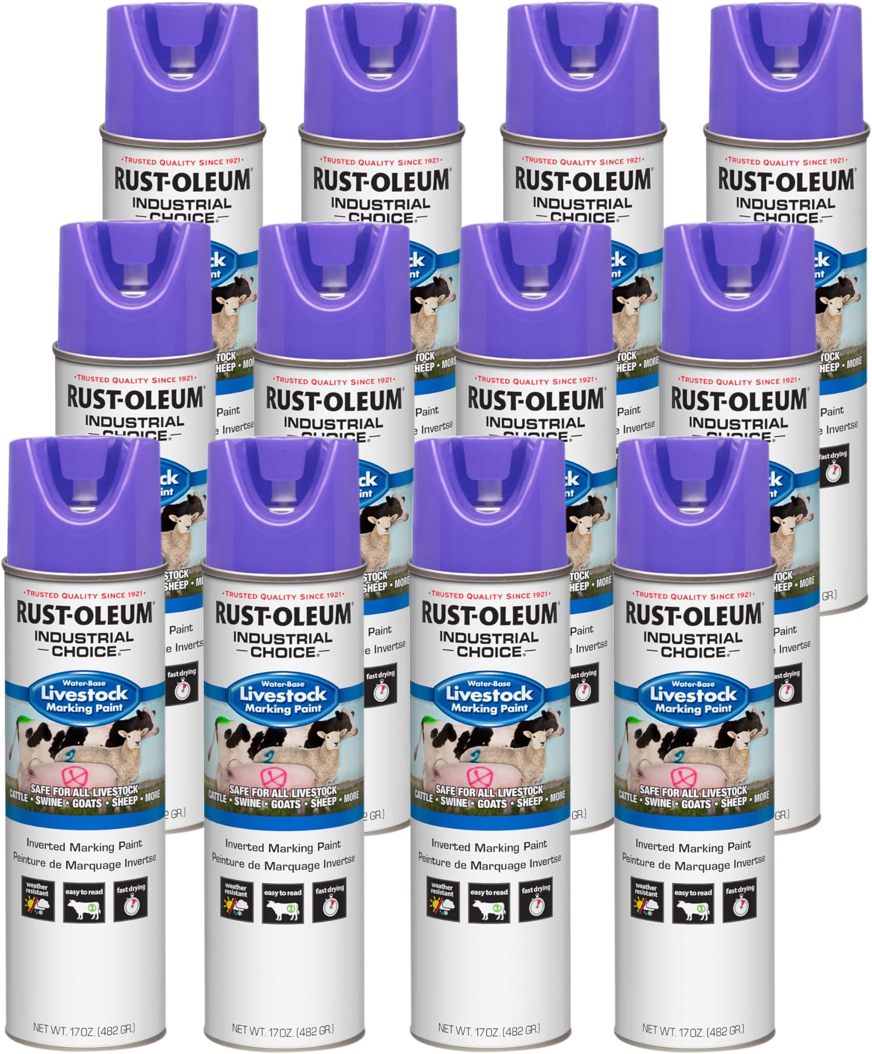 Rust-Oleum 383021 Livestock Marking Spray Paint, 17 oz, Fluorescent ...