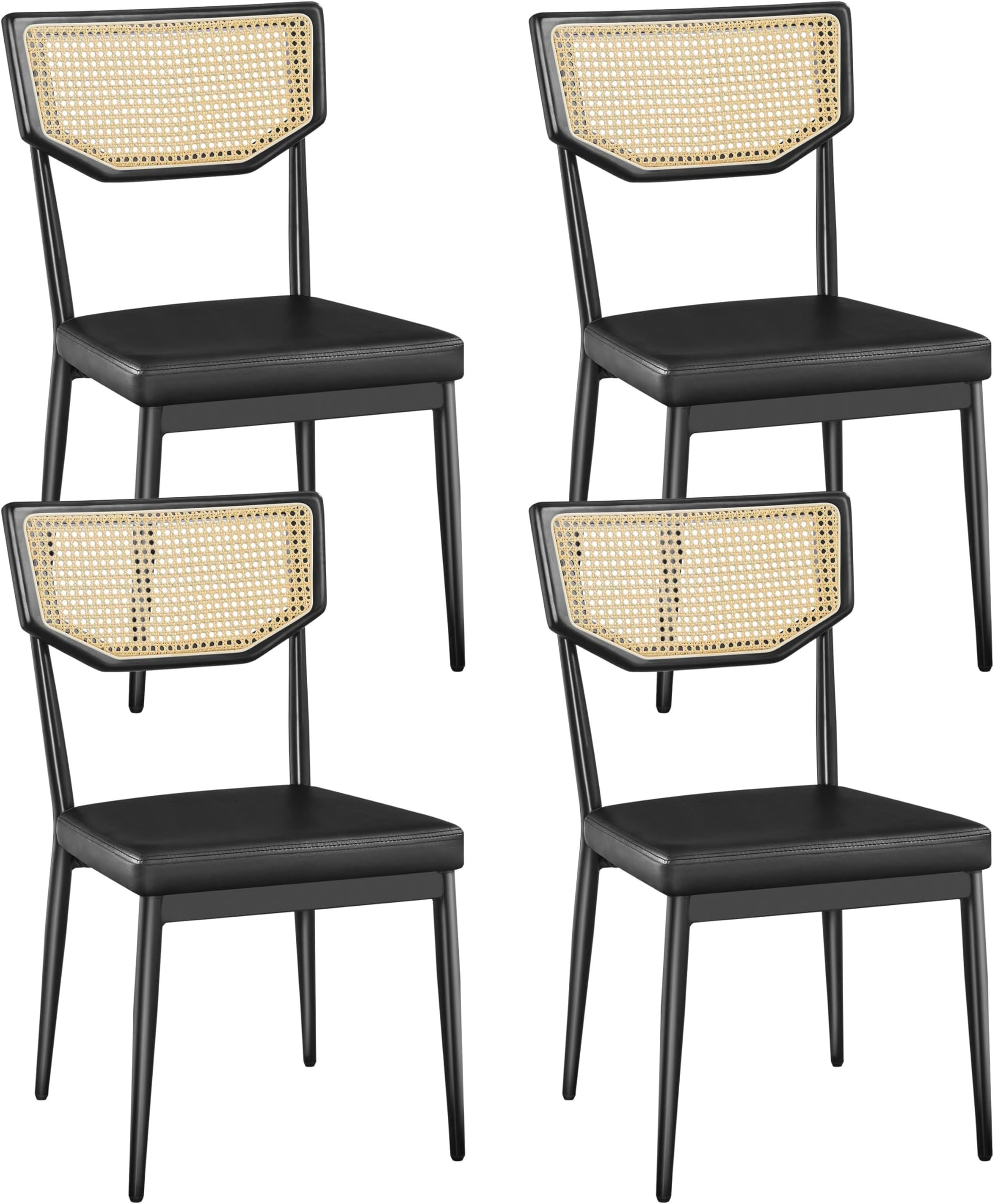 Yaheetech Set of 4 Rattan Dining Chairs Kitchen Chairs Mid-century ...