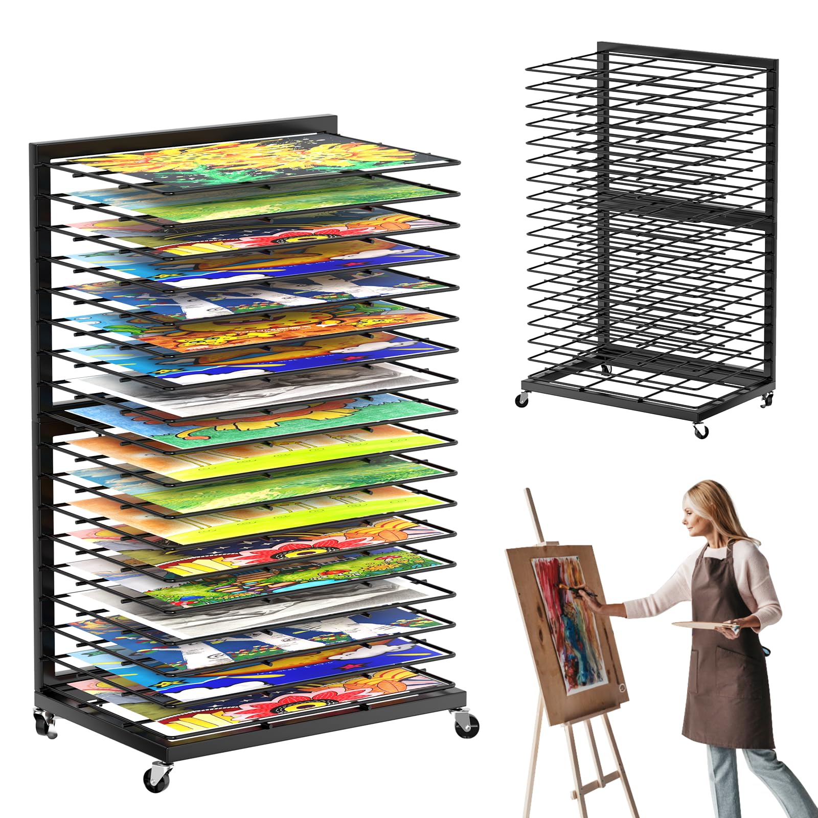 Amazon.com: QKOSMTL Art Drying Rack for Painting, 18 Removable Shelves ...