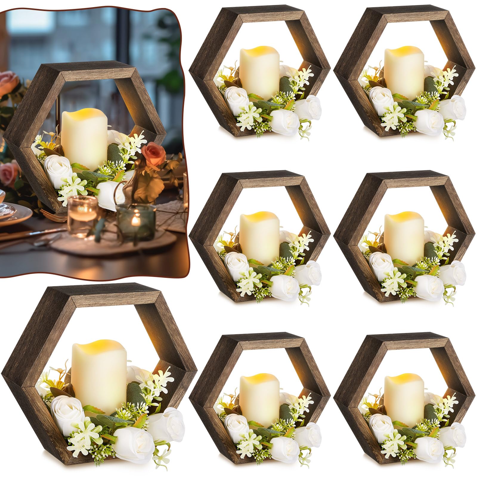 Amazon.com: Colingmill 16 Pcs Wooden Candle Lantern Set Includes 8 ...